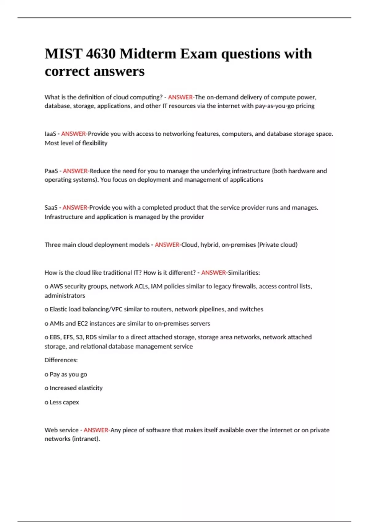 MIST 4630 Midterm Exam questions with correct answers - MIST 4630 ...