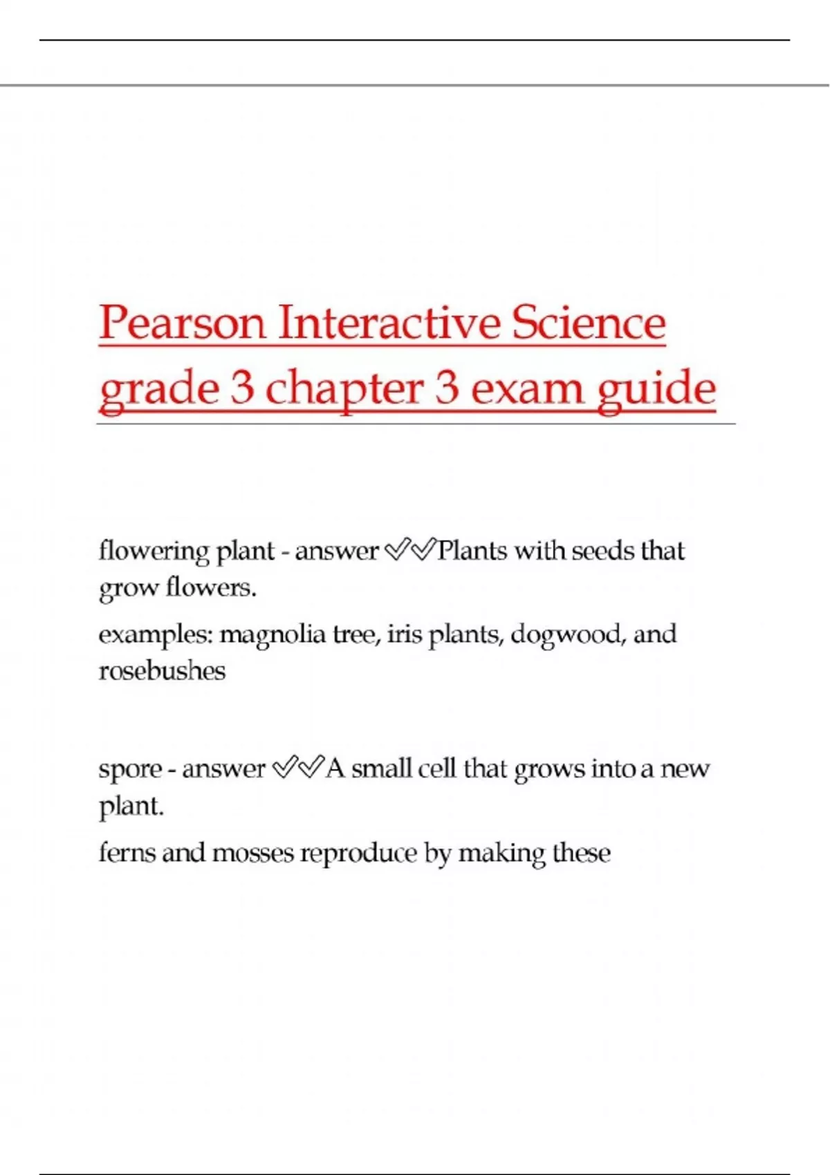 Pearson Interactive Science grade 3 chapter 3 exam guide - Pearson ...