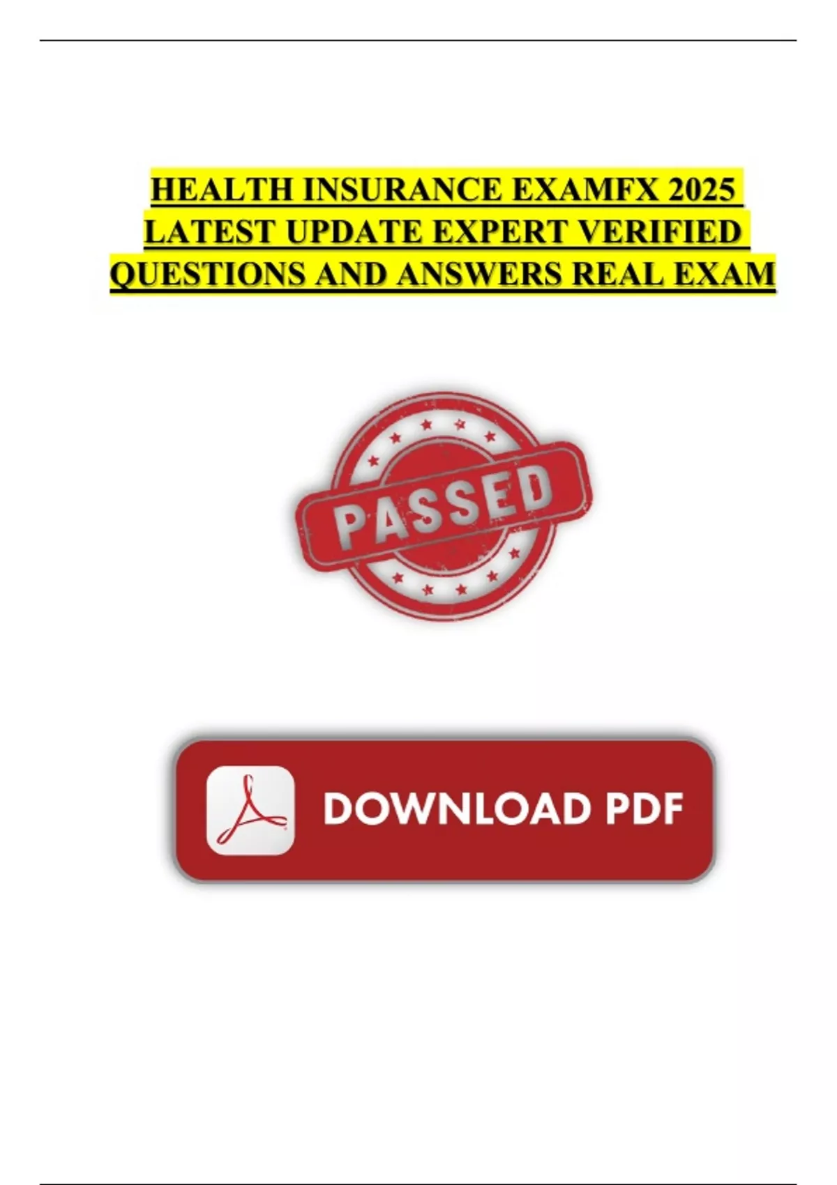 HEALTH INSURANCE EXAMFX 2025 || LATEST UPDATE EXPERT VERIFIED ...