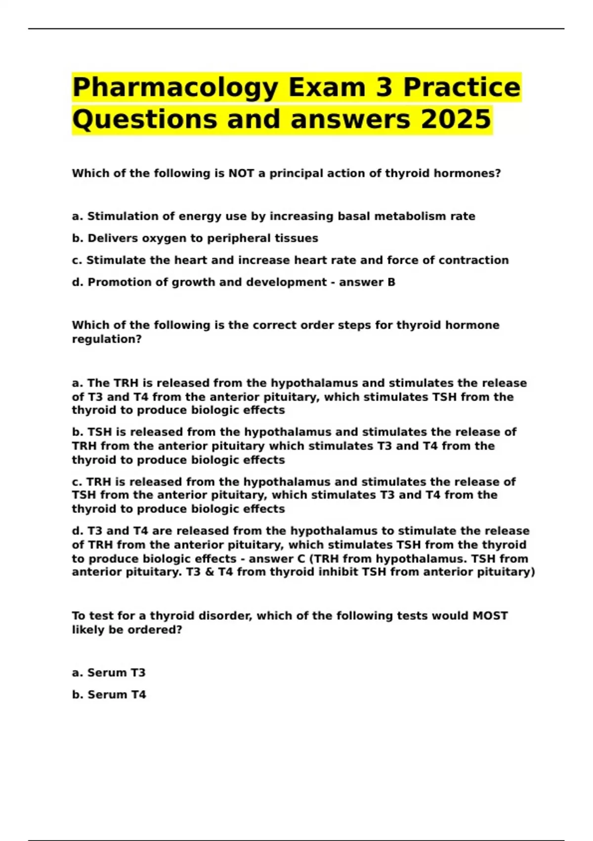 Pharmacology Exam 3 Practice Questions and answers 2025 - NYU ...