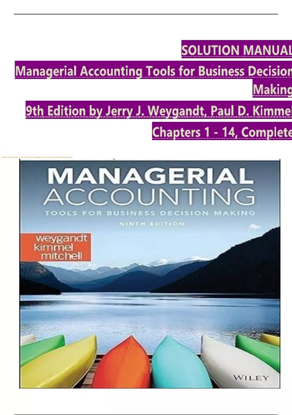 SOLUTION MANUAL Managerial Accounting Tools for Business Decision ...