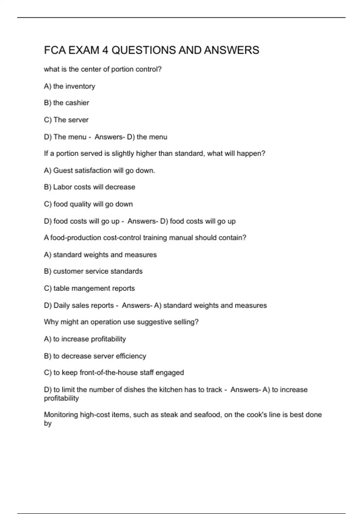 FCA EXAM 4 QUESTIONS AND ANSWERS - FCA - Stuvia US