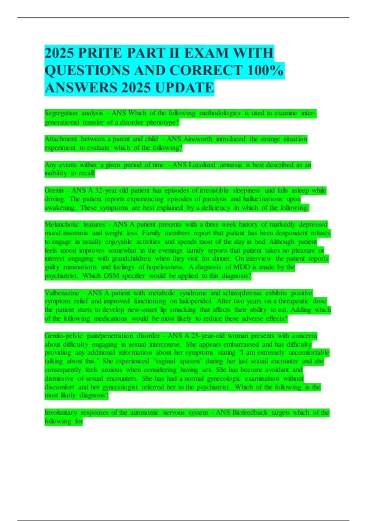 2025 PRITE PART II EXAM WITH QUESTIONS AND CORRECT 100% ANSWERS 2025 ...