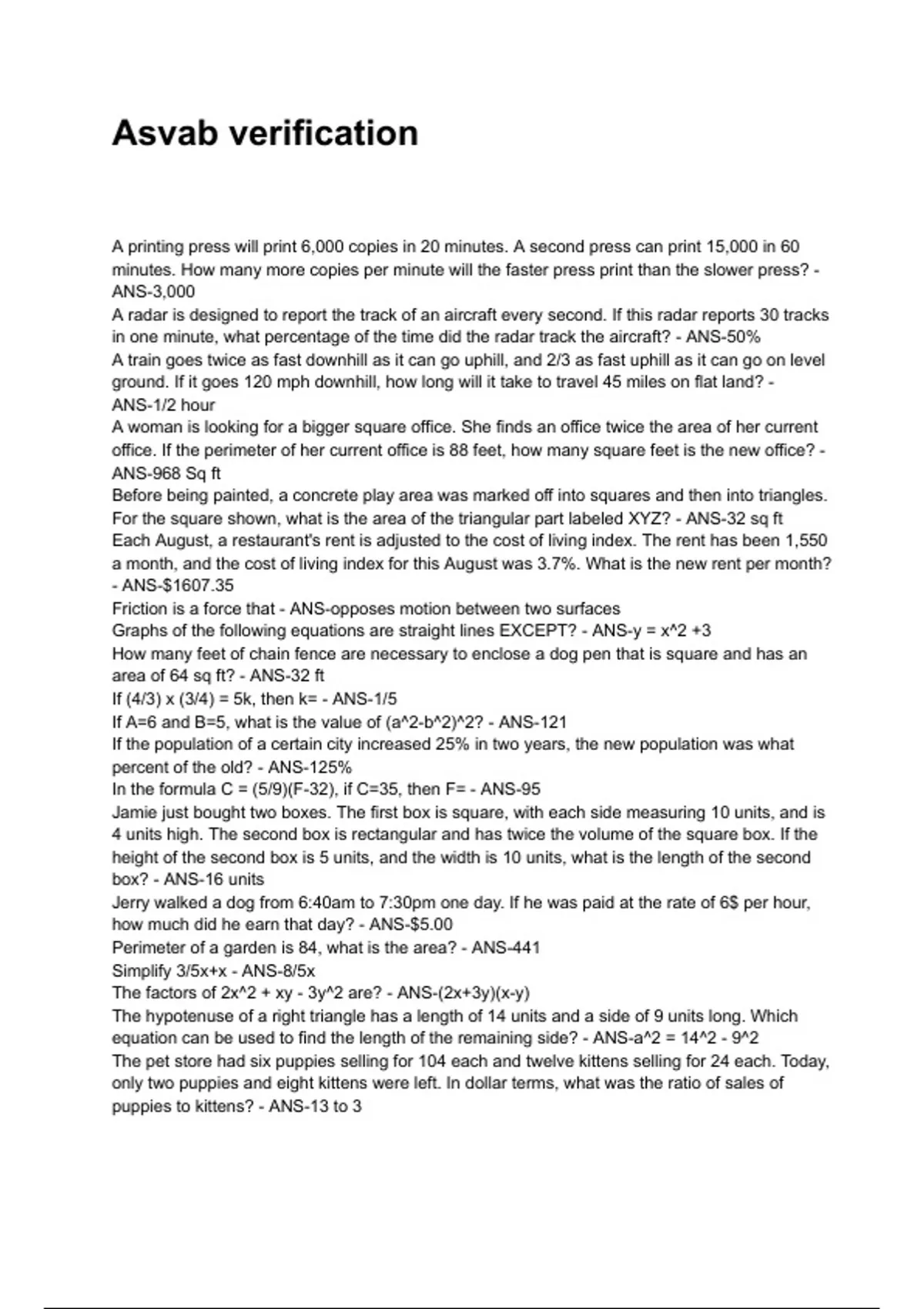 Asvab verification NEWEST 2025/2026 ACTUAL EXAM COMPLETE QUESTIONS AND ...