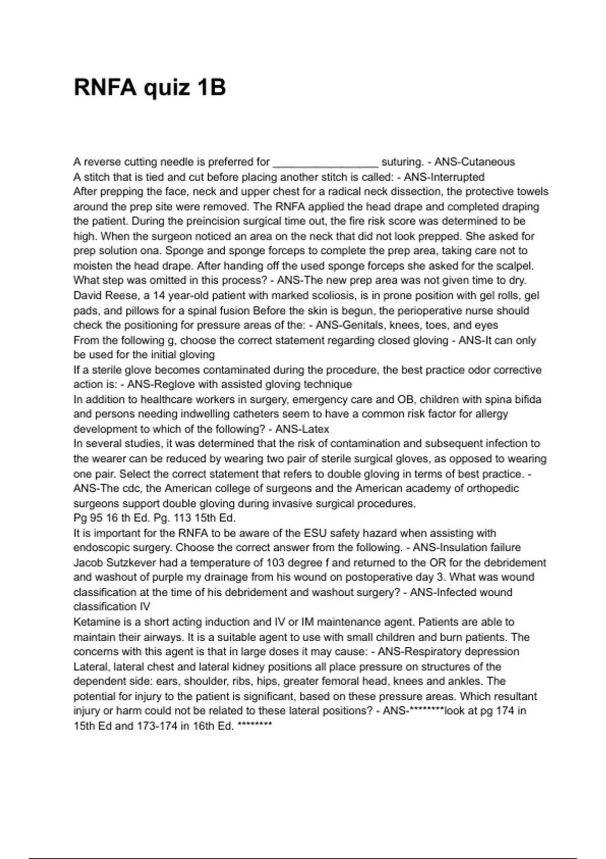 RNFA quiz 1B questions and answers grade a+2025/2026 - RNFA - Stuvia US