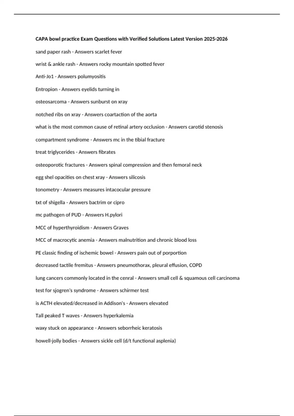 CAPA bowl practice Exam Questions with Verified Solutions Latest ...