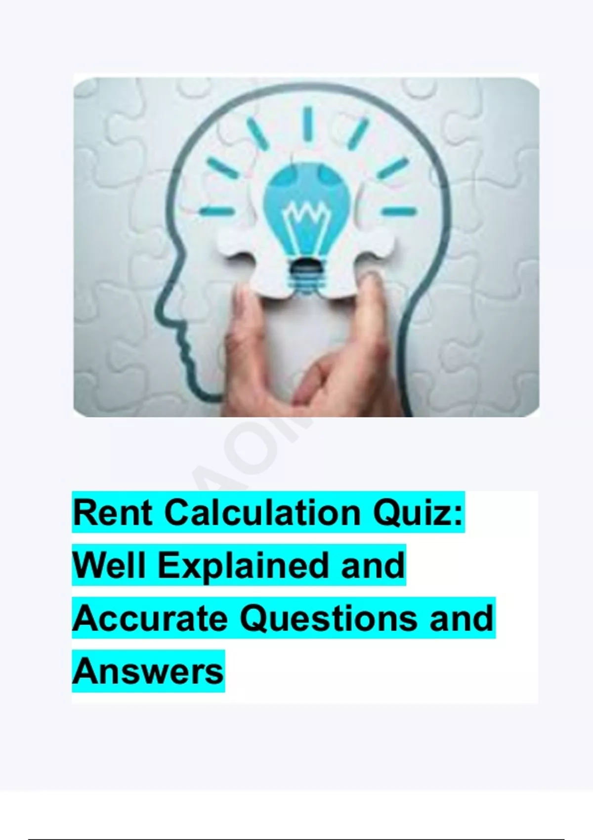 Rent Calculation Quiz: Well Explained and Accurate Questions and ...