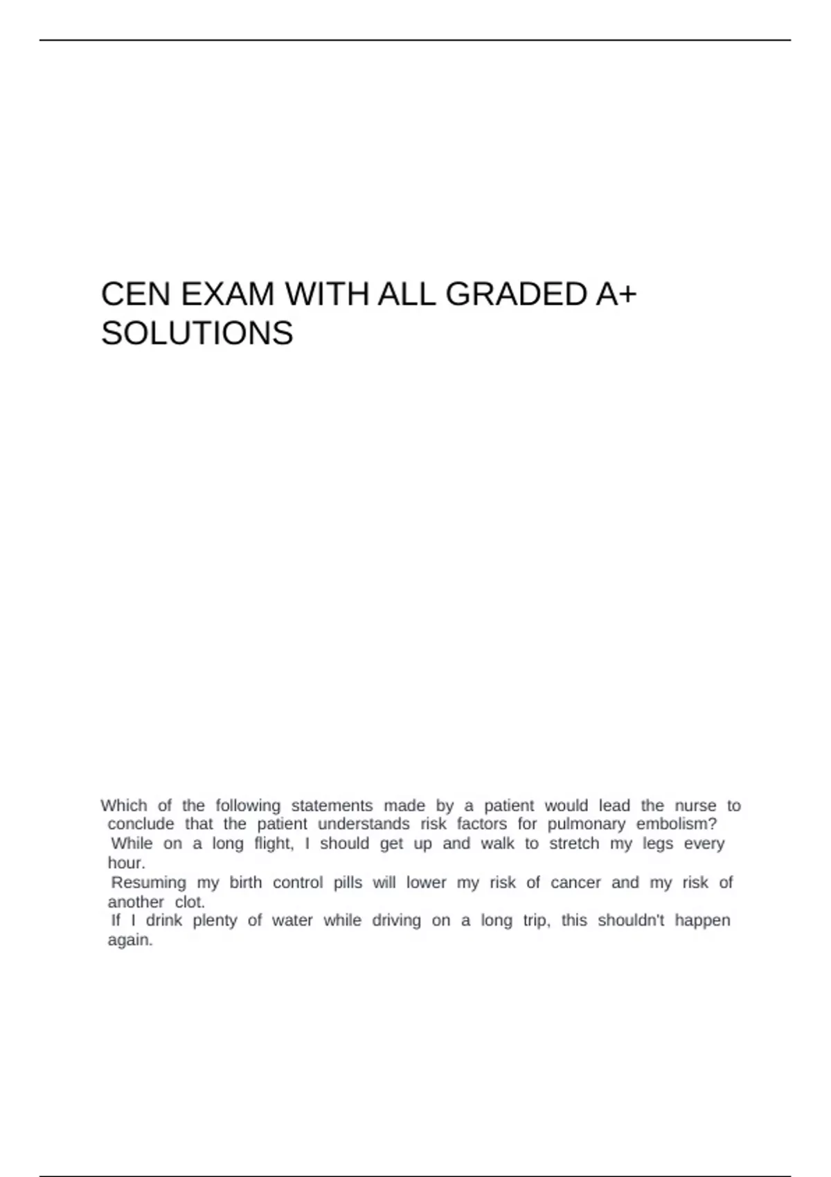CEN Exam - CEN - Stuvia US