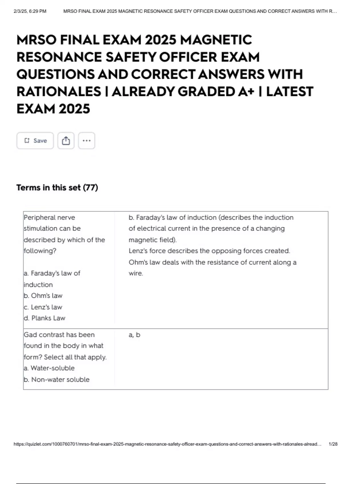MRSO FINAL EXAM 2025 MAGNETIC RESONANCE SAFETY OFFICER EXAM QUESTIONS ...