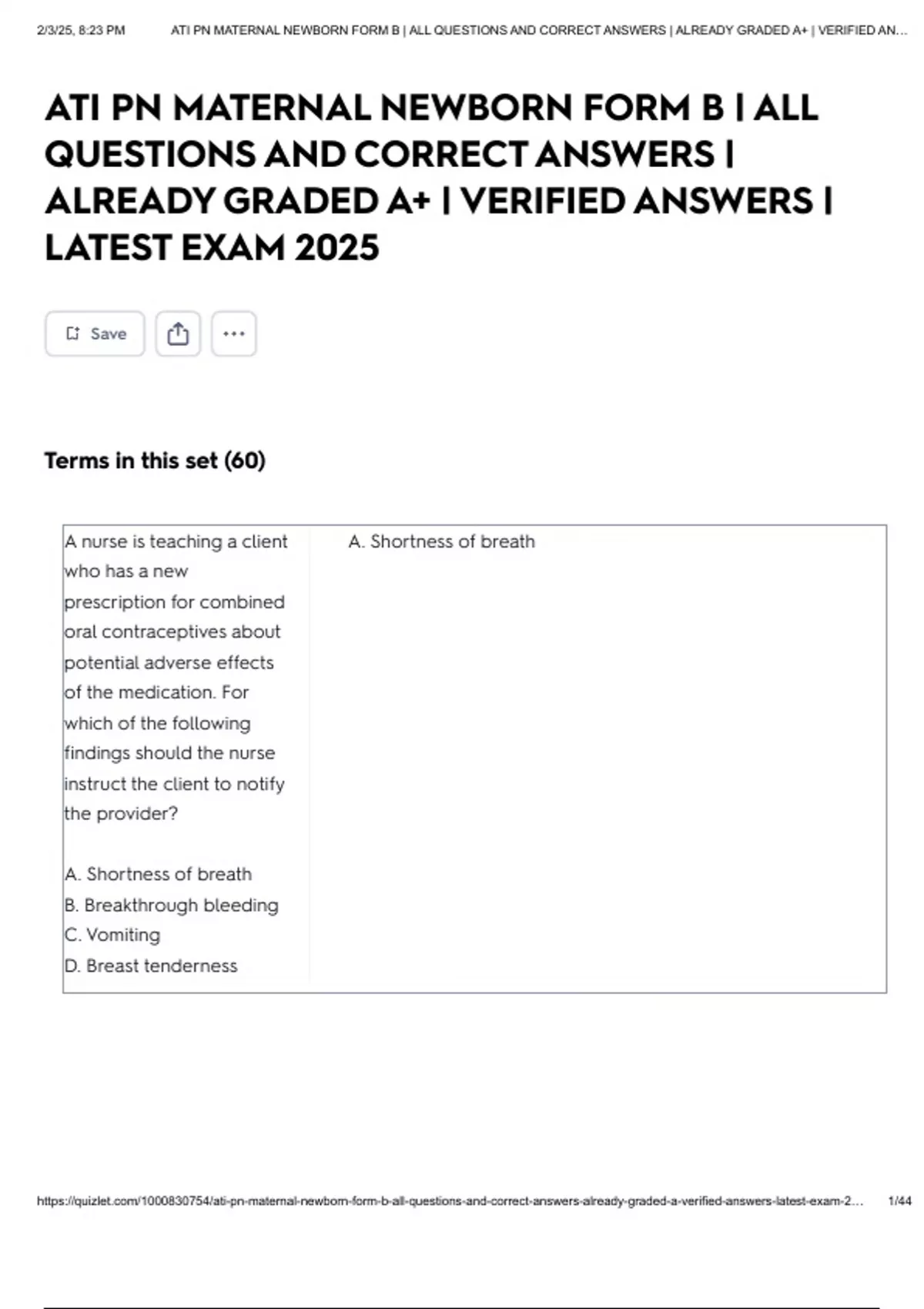 ATI PN MATERNAL NEWBORN FORM B | ALL QUESTIONS AND CORRECT ANSWERS ...