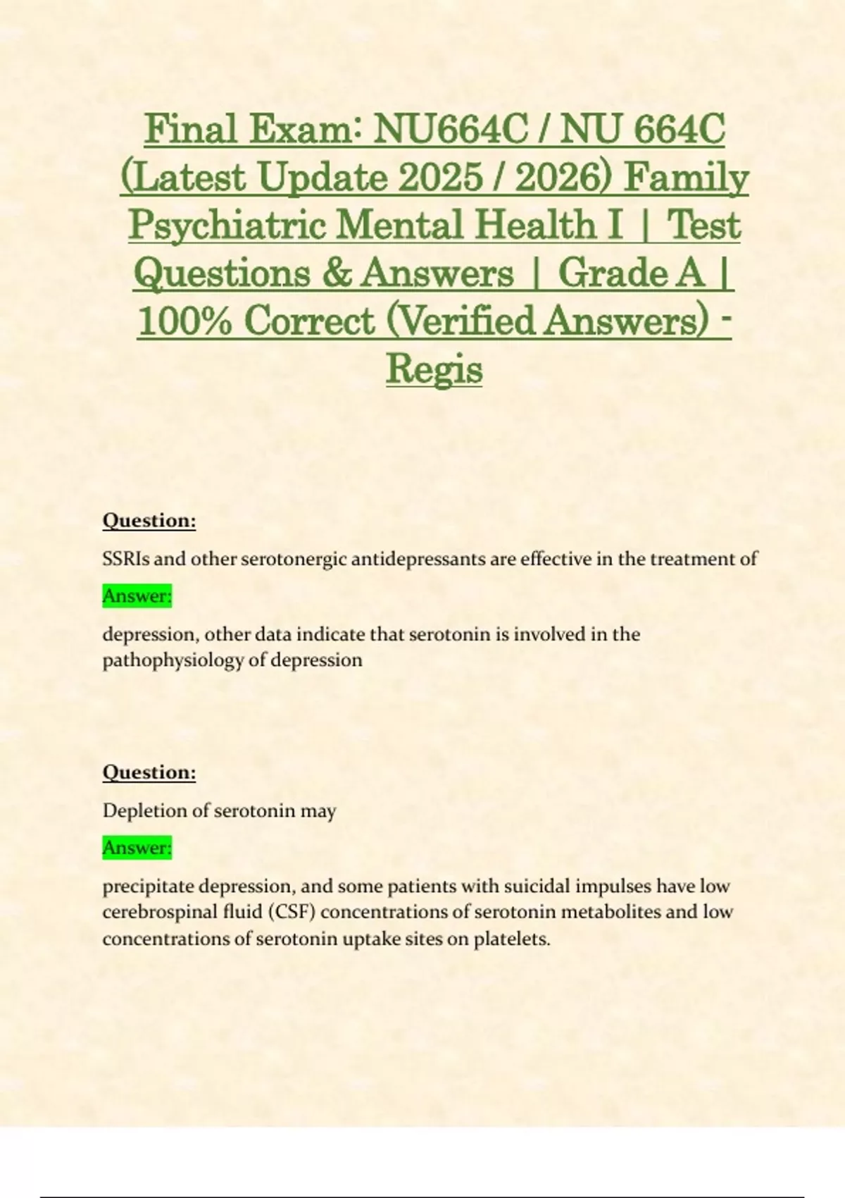 Final Exam: NU664C / NU 664C (Latest 2025 / 2026 Updates STUDY BUNDLE ...