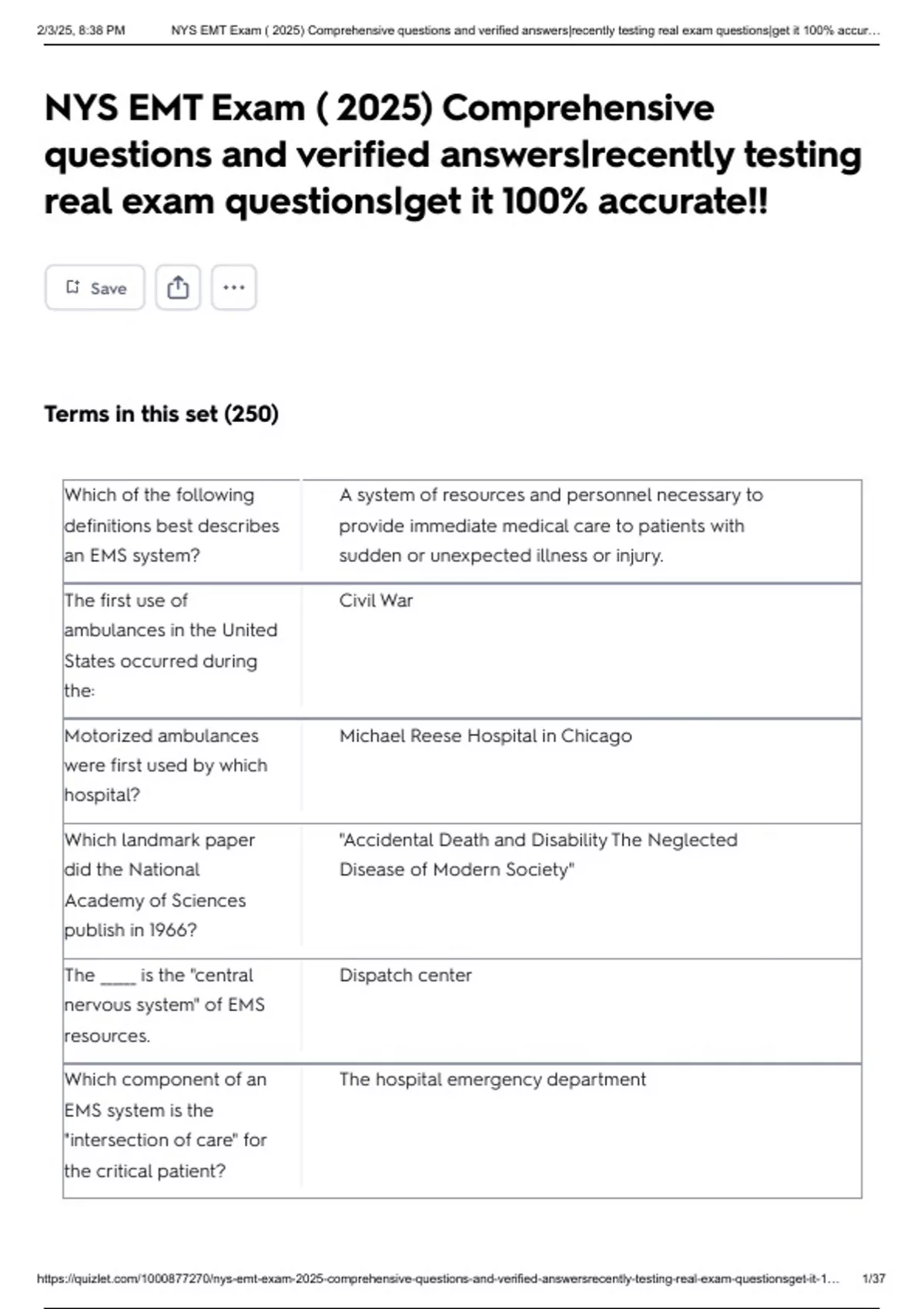 Nys Emt Exam 2025 Comprehensive Questions And Verified Answers Recently Testing Real Exam