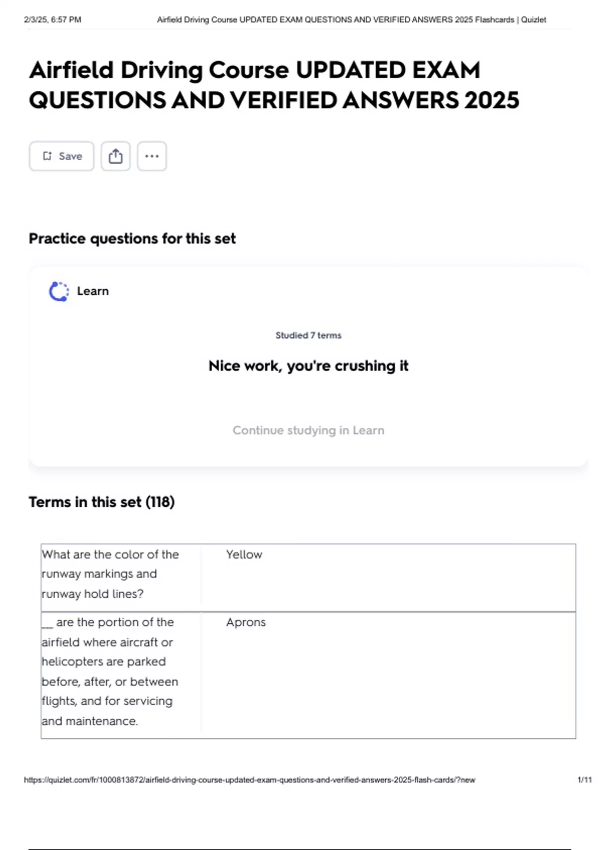 Airfield Driving Course UPDATED EXAM QUESTIONS AND VERIFIED ANSWERS ...