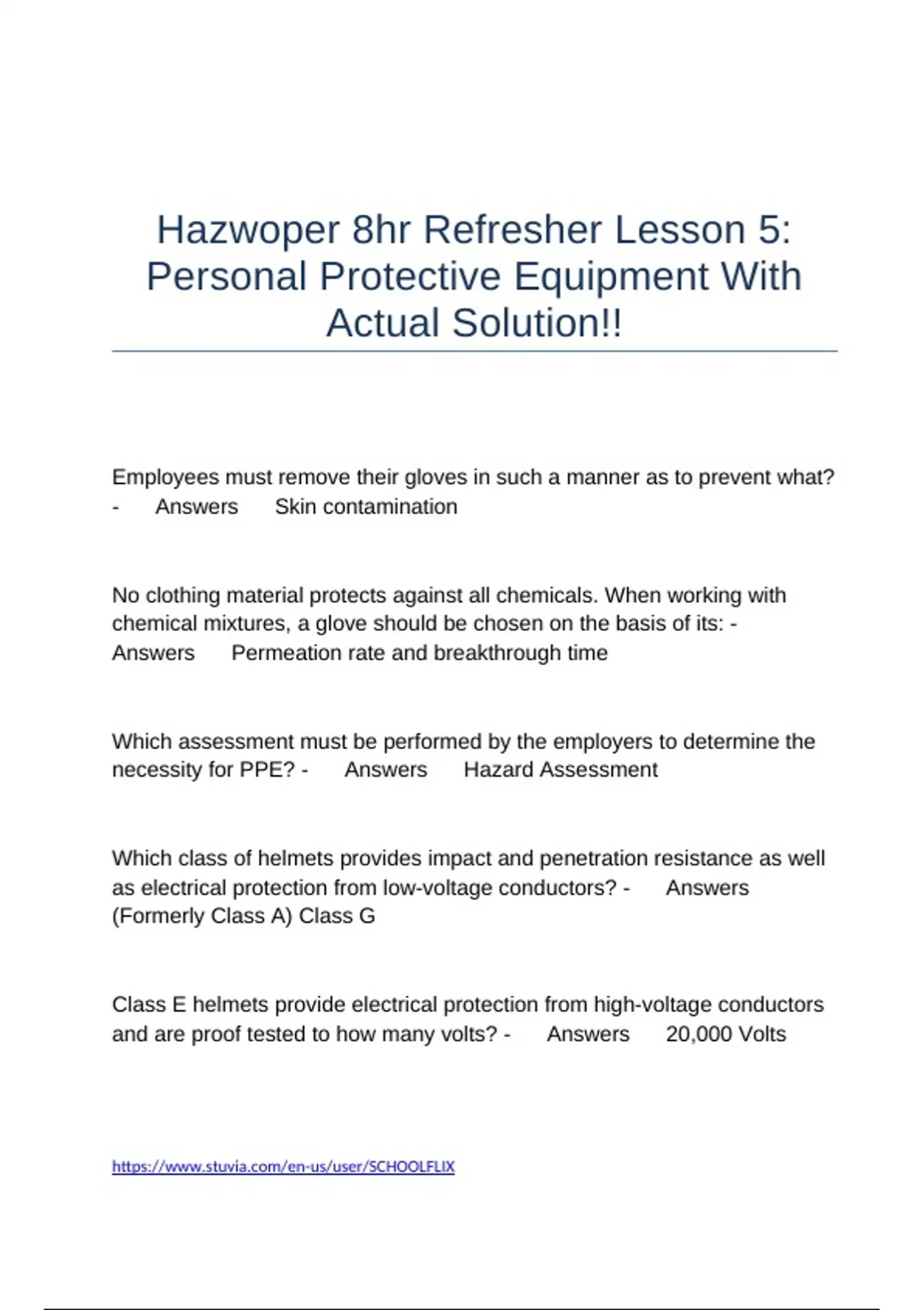Hazwoper 8hr Refresher Lesson 5 Personal Protective Equipment With ...