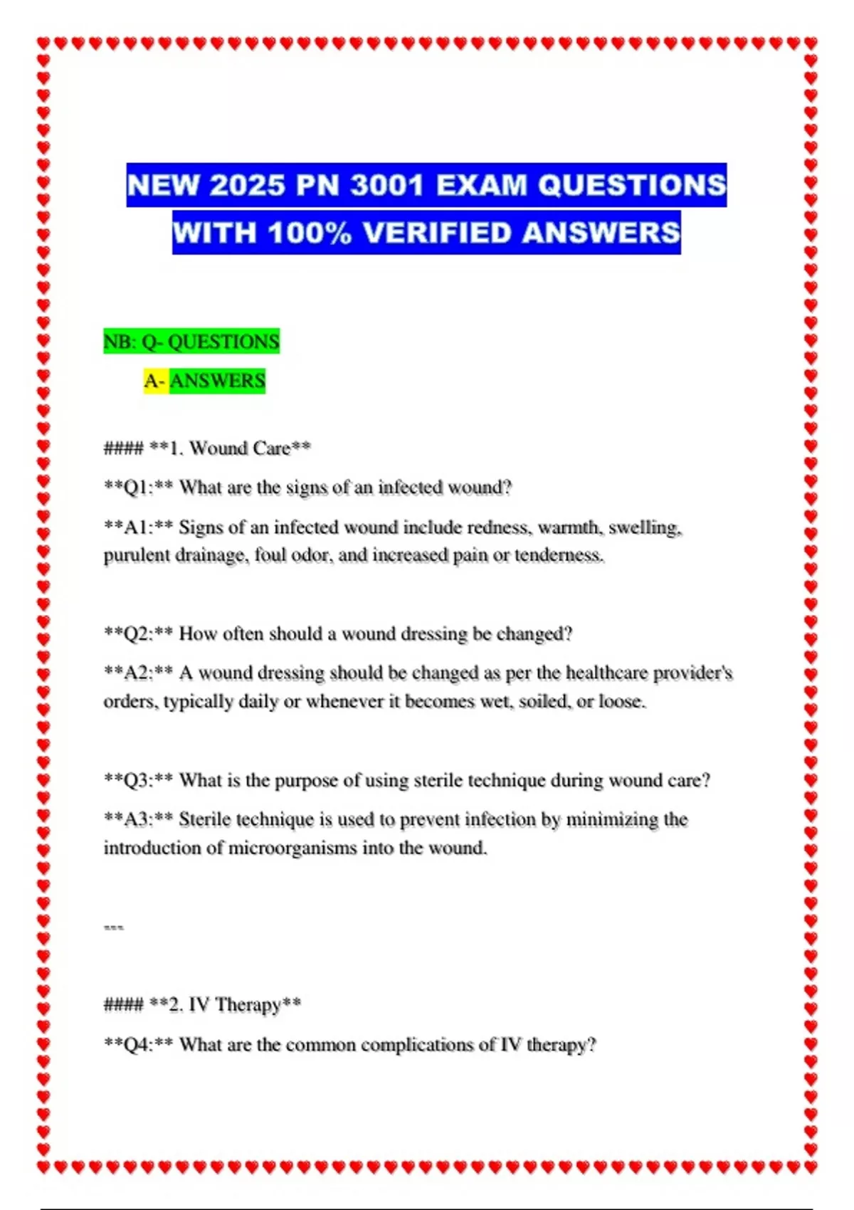 NEW 2025 PN 3001 EXAM QUESTIONS WITH 100% VERIFIED ANSWERS - PN 3001 - Stuvia US