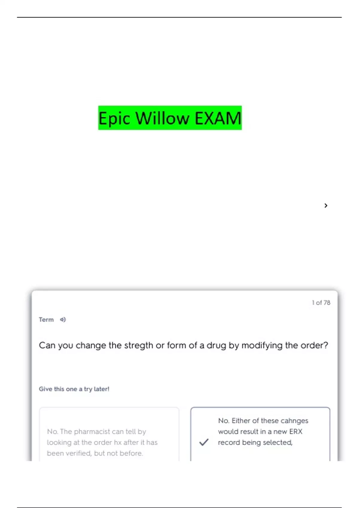 RX 100 EPIC WILLOW INPATIENT BASICS QUESTIONS WITH COMPLETE ANSWERS ...