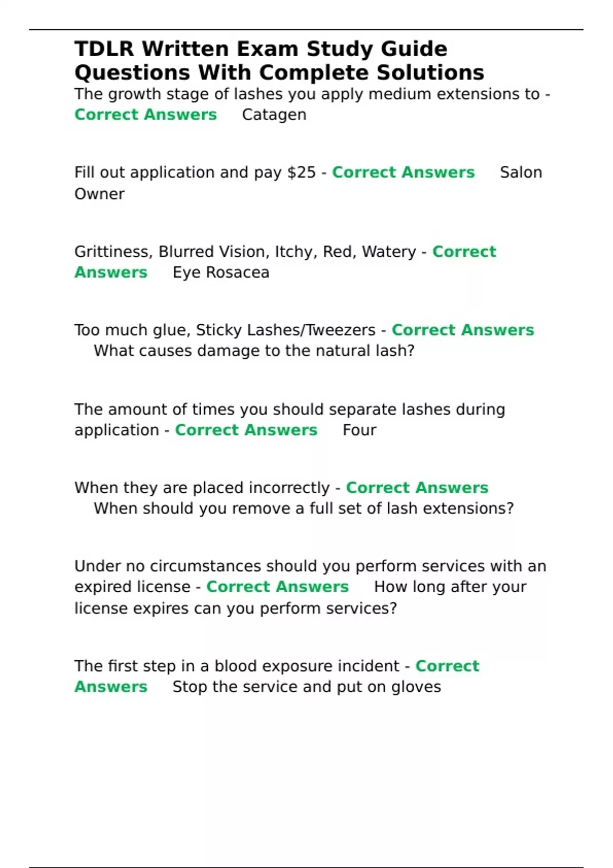 TDLR Written Exam Study Guide Questions With Complete Solutions - TDLR ...