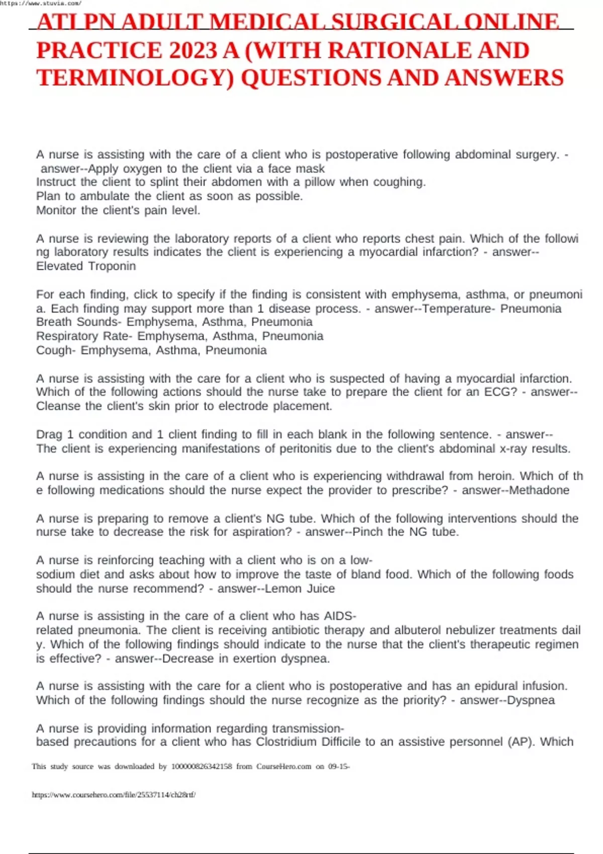 ATI PN ADULT MEDICAL SURGICAL ONLINE PRACTICE 2023 A (WITH RATIONALE ...