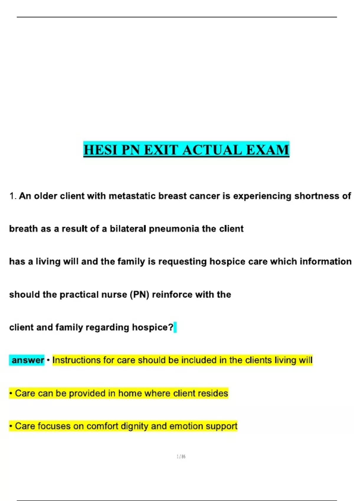 HESI PN EXIT EXAM 2 2025 LATEST WITH NEXT GENERATION NCLEX VERIFIED ...