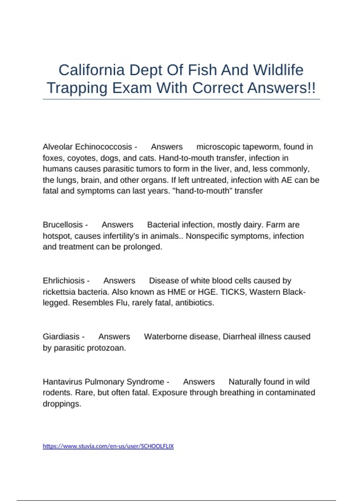 California Dept Of Fish And Wildlife Trapping Exam Questions And ...
