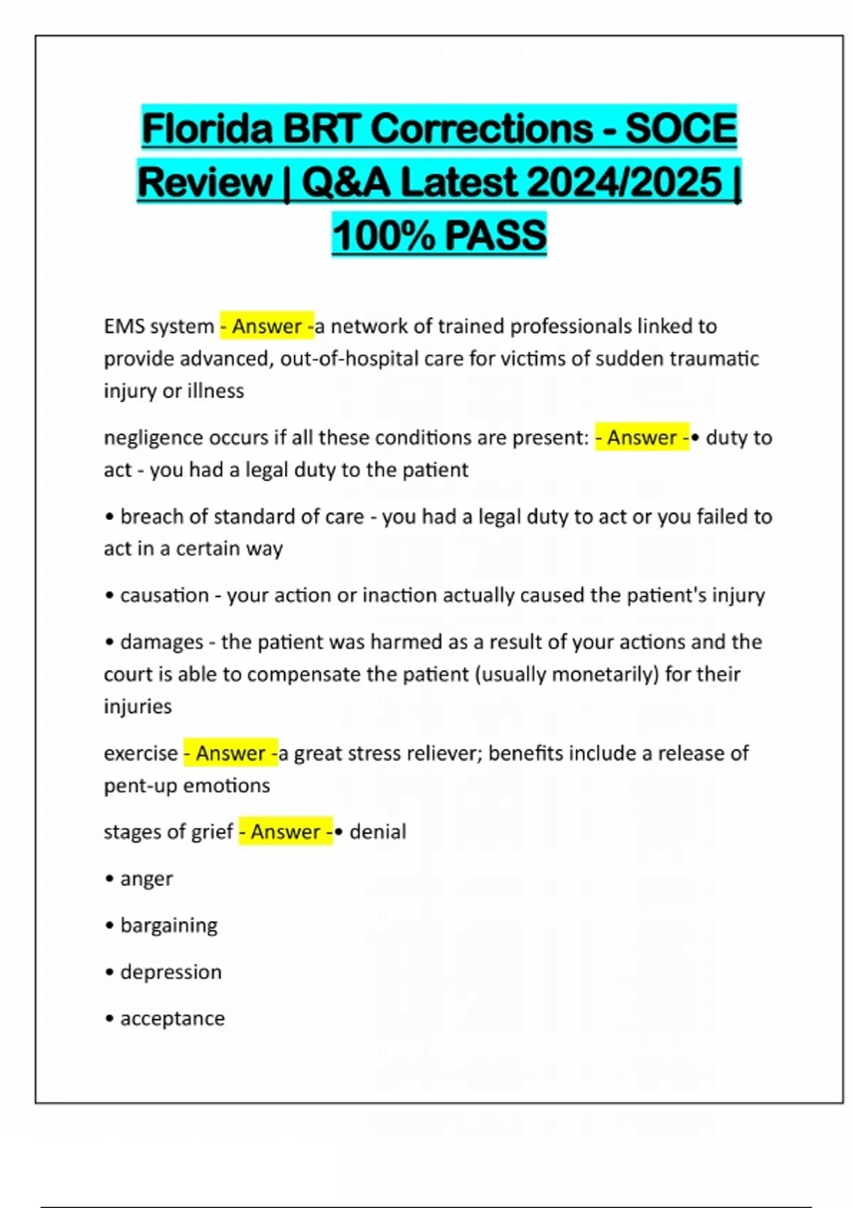 SOCE CORRECTIONAL OFFICER PACKAGE DEAL | QUESTIONS AND CORRECT ANSWERS ...