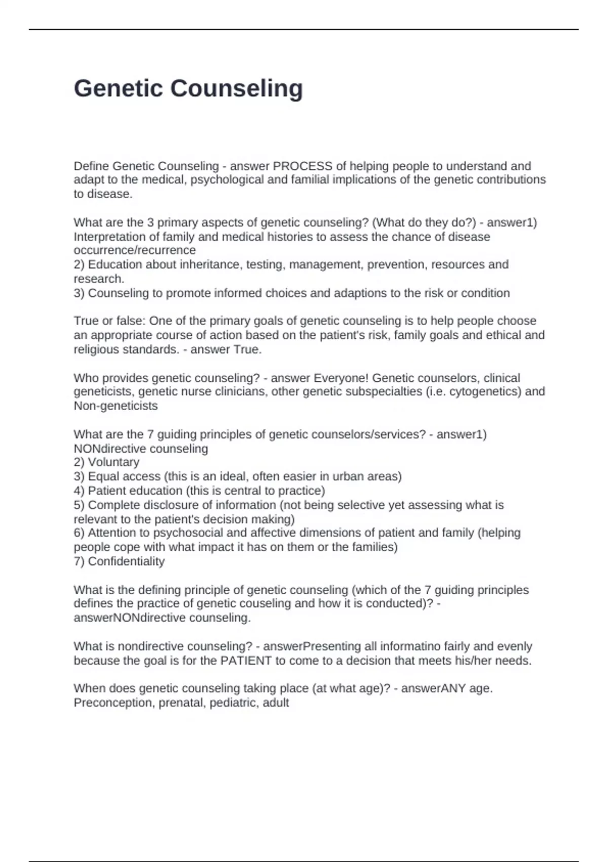 Genetic Counseling Questions with Solutions - Genetic Counseling ...