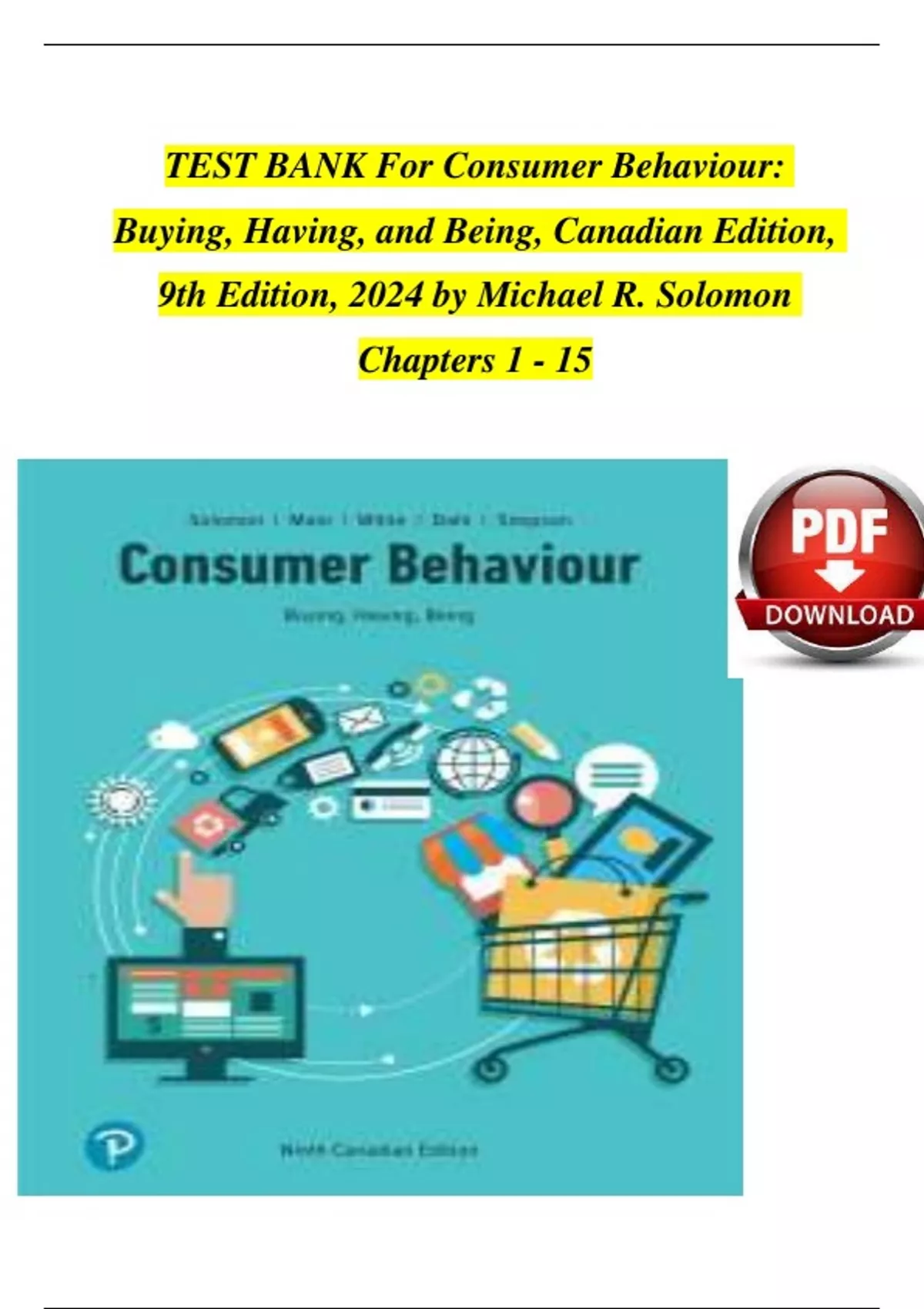 TEST BANK For Consumer Behaviour: Buying, Having, and Being, Canadian ...