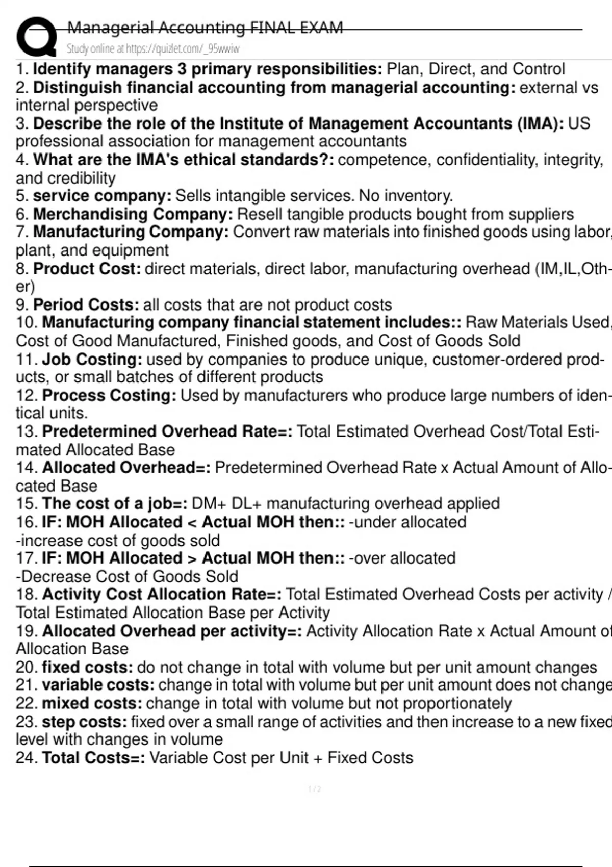 Test Bank For Managerial Accounting For Managers 5th Edition By Noreen