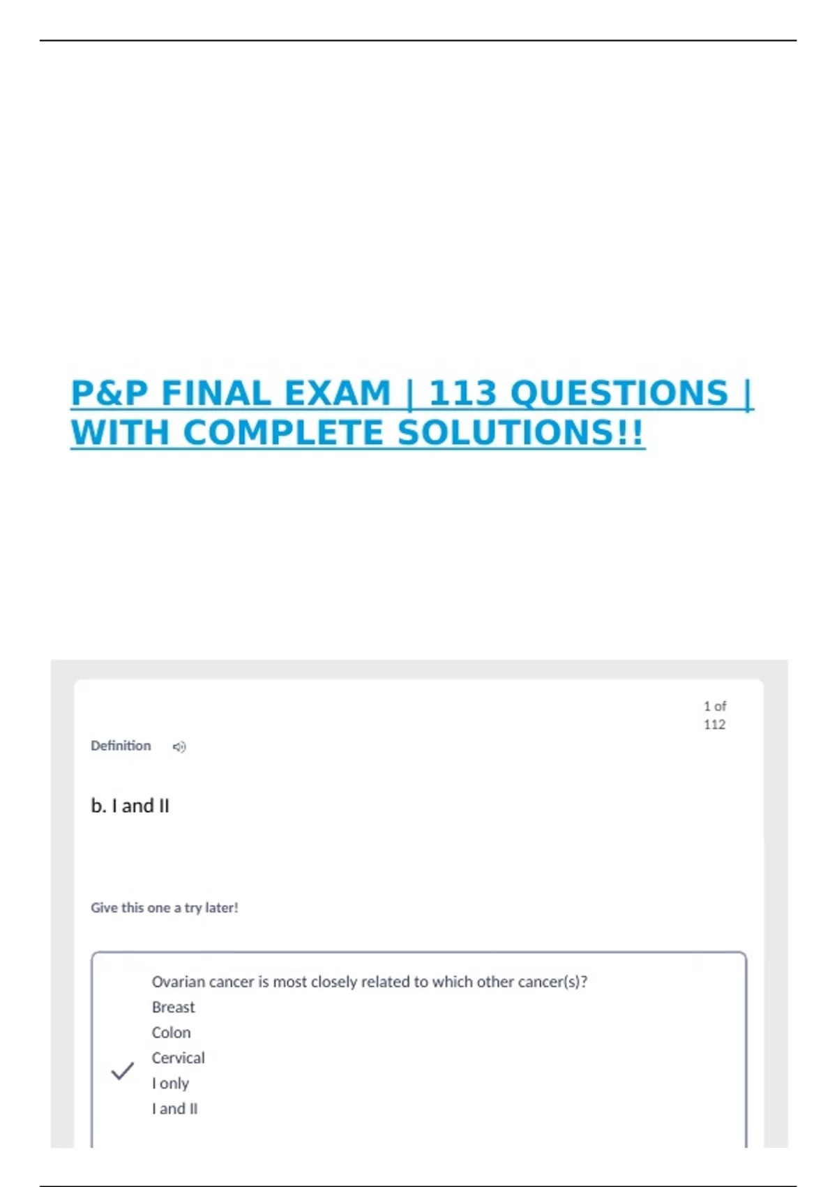 P&P FINAL EXAM | 113 QUESTIONS | WITH COMPLETE SOLUTIONS!! - P&P ...