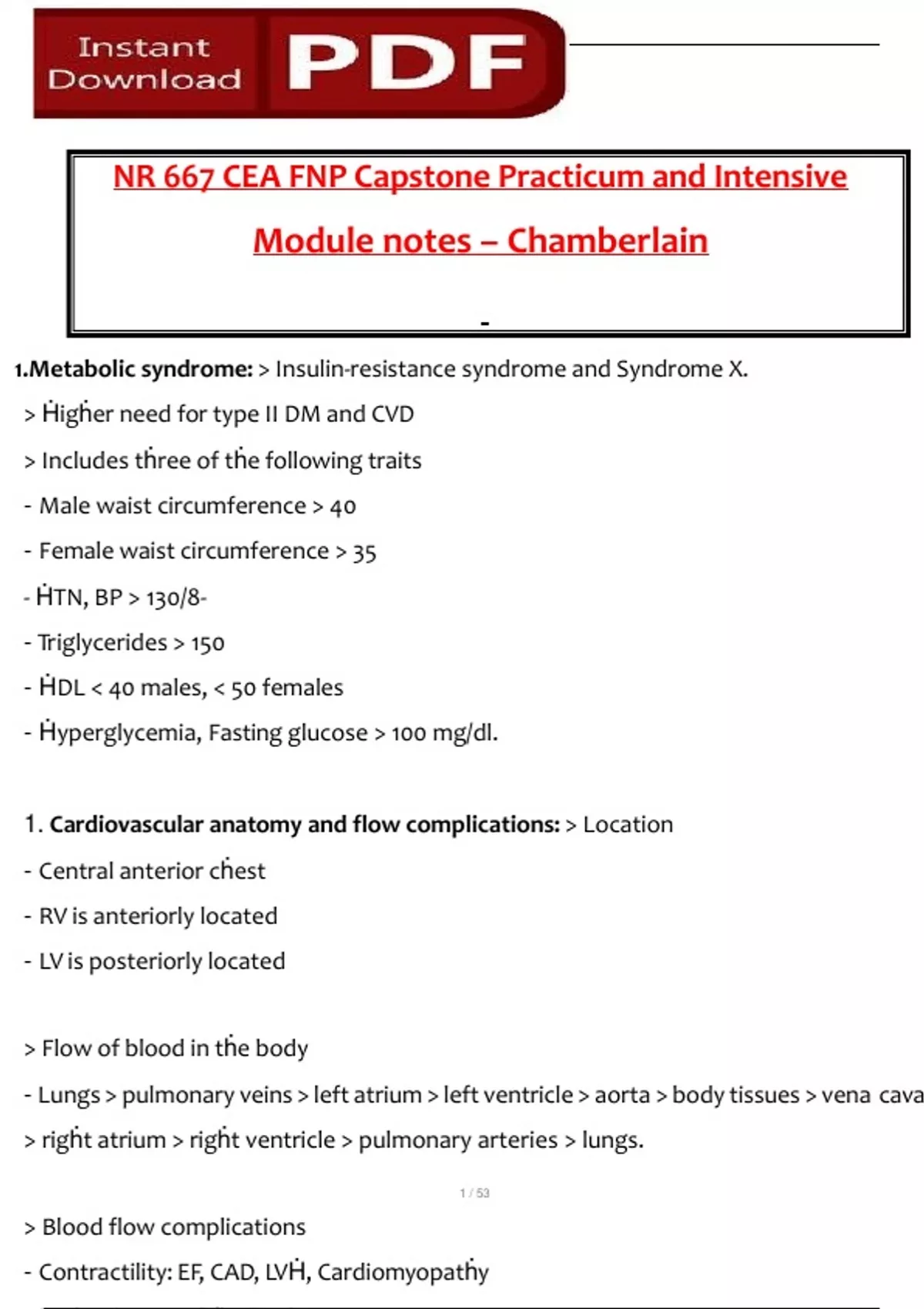 NR 667 CEA FNP Capstone Practicum and Intensive Module notes ...
