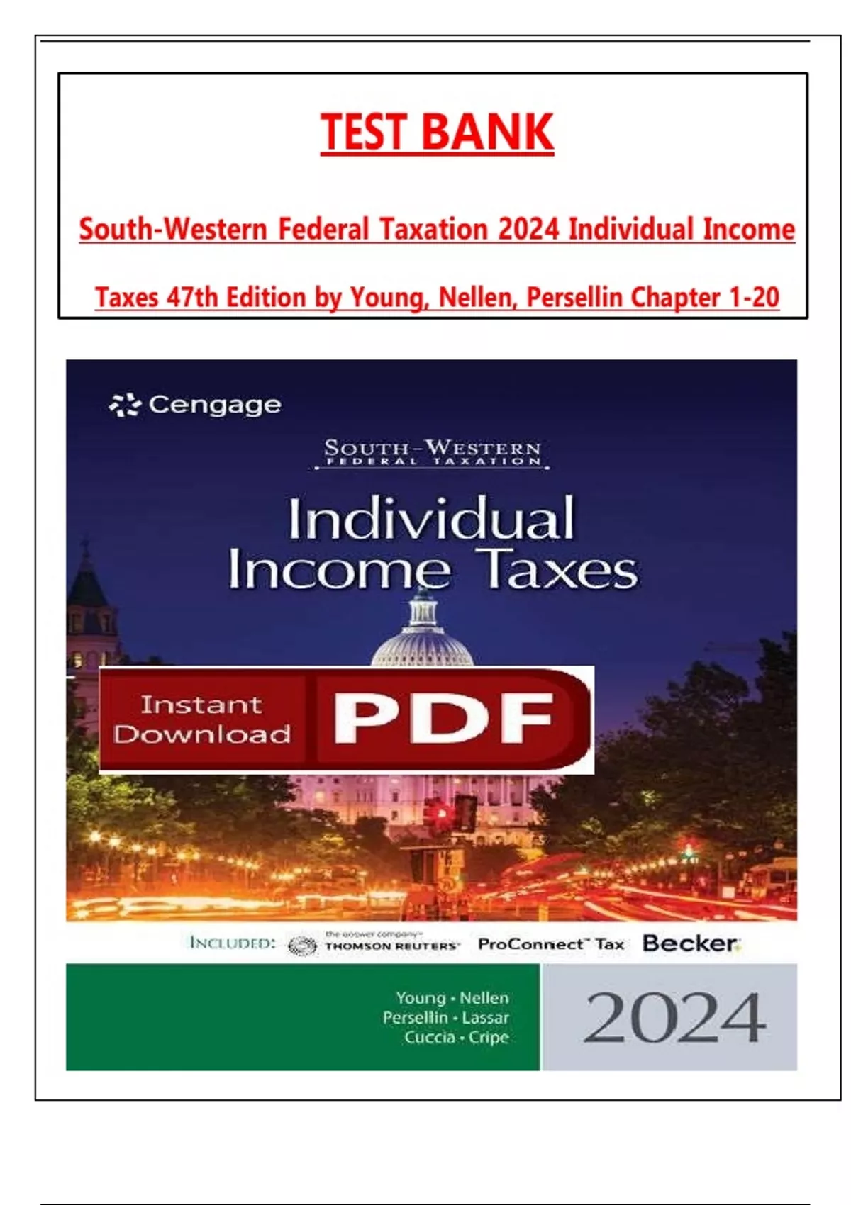 Solution Manual for South-Western Federal Taxation 2024 Individual ...