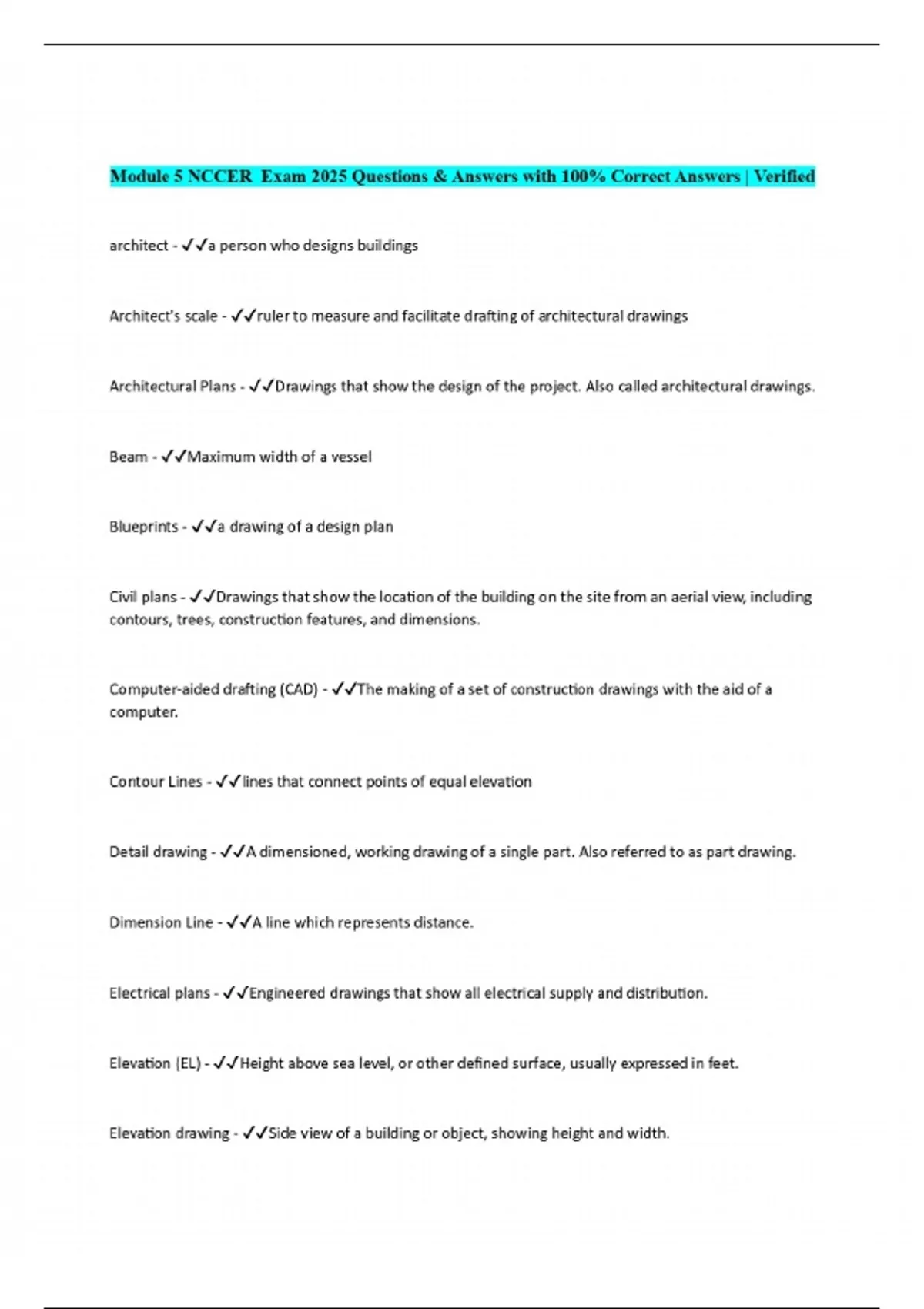 Module 5 NCCER Exam 2025 Questions & Answers with 100% Correct Answers ...