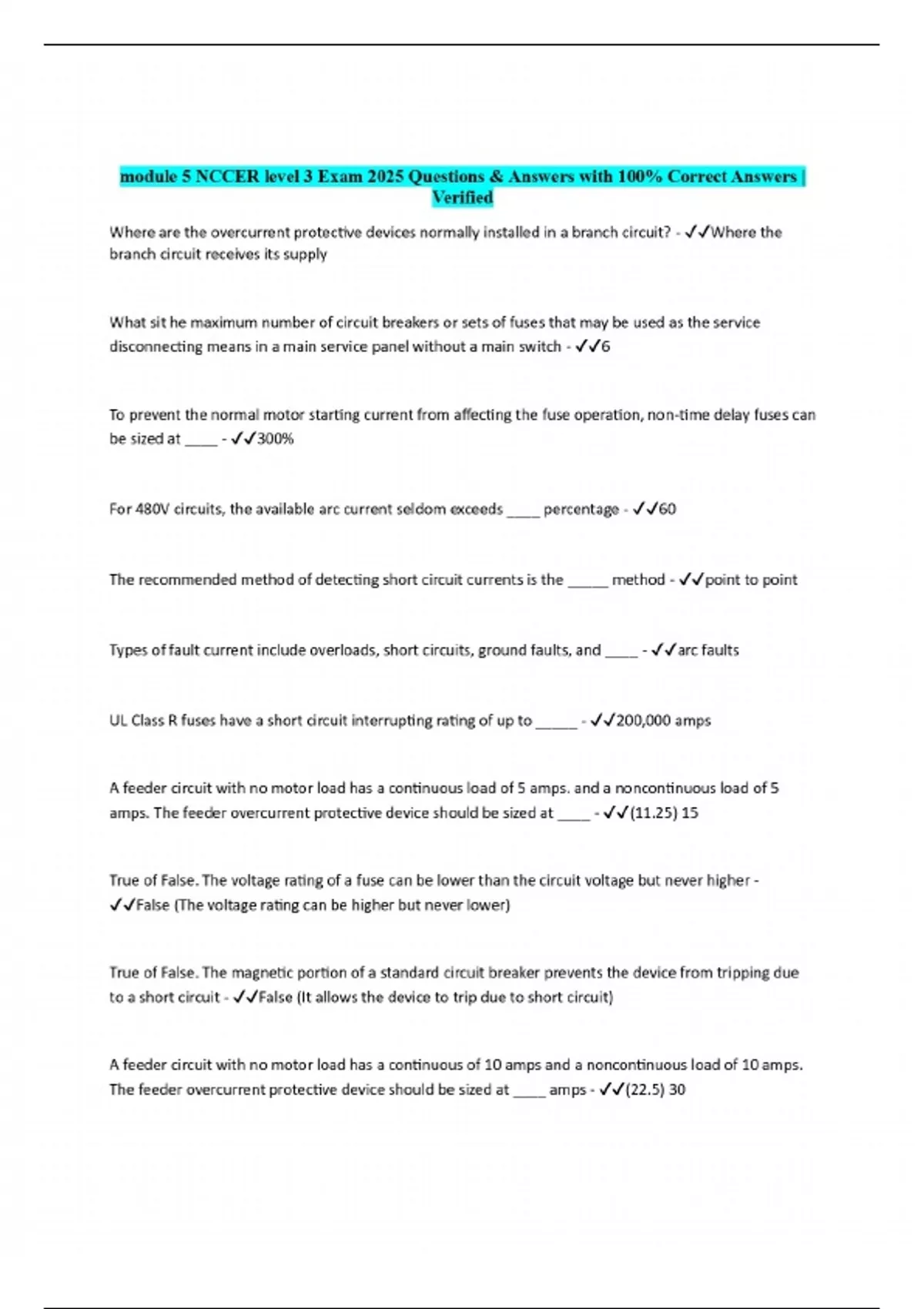 module 5 NCCER level 3 Exam 2025 Questions & Answers with 100% Correct ...