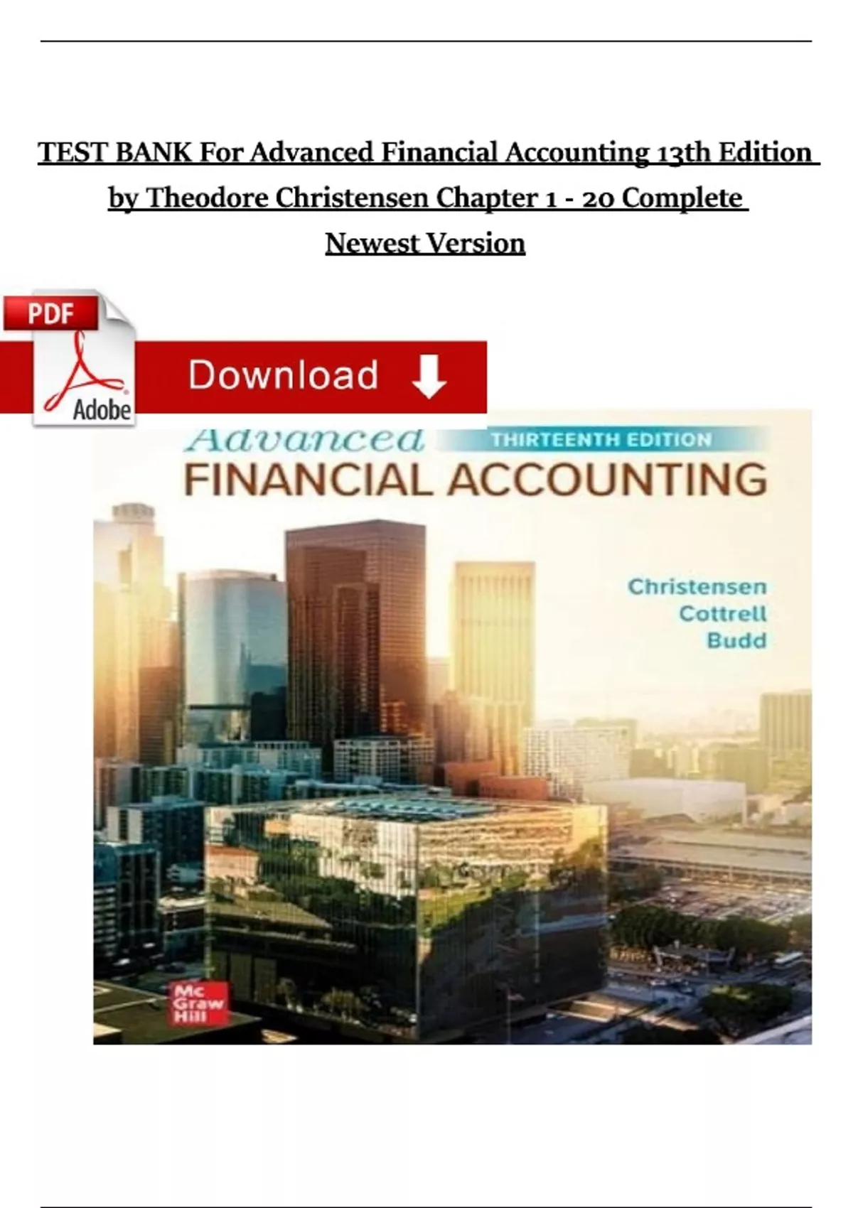 Test Bank For Advanced Financial Accounting 13th Edition By Theodore ...