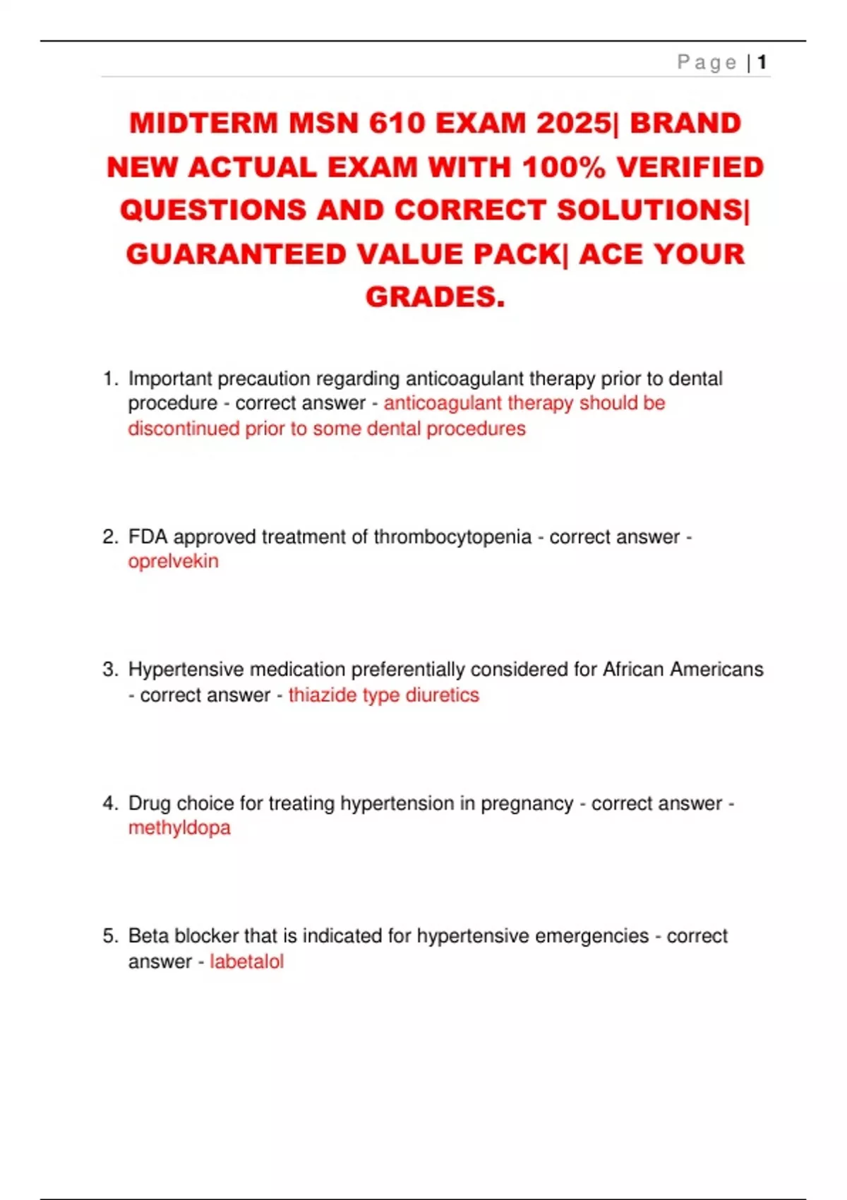 MIDTERM MSN 610 EXAM 2025| BRAND NEW ACTUAL EXAM WITH 100% VERIFIED ...
