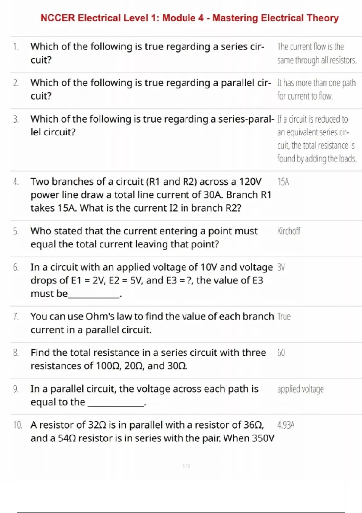 NCCER Electrical Level 1: Module 4 - Mastering Electrical Theory - NCEER Electrical Level 1 ...