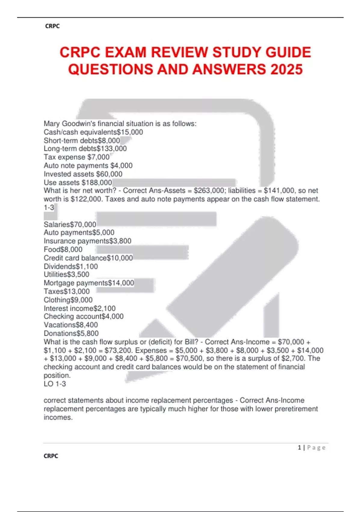CRPC EXAM REVIEW STUDY GUIDE QUESTIONS AND ANSWERS 2025 - CRPC - Stuvia US