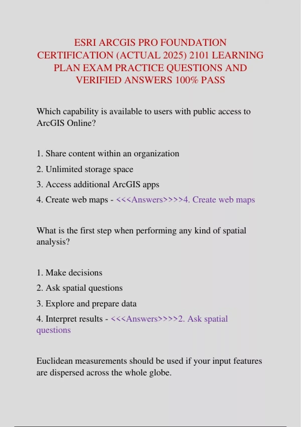 ESRI ARCGIS PRO FOUNDATION CERTIFICATION (ACTUAL 2025) 2101 LEARNING ...