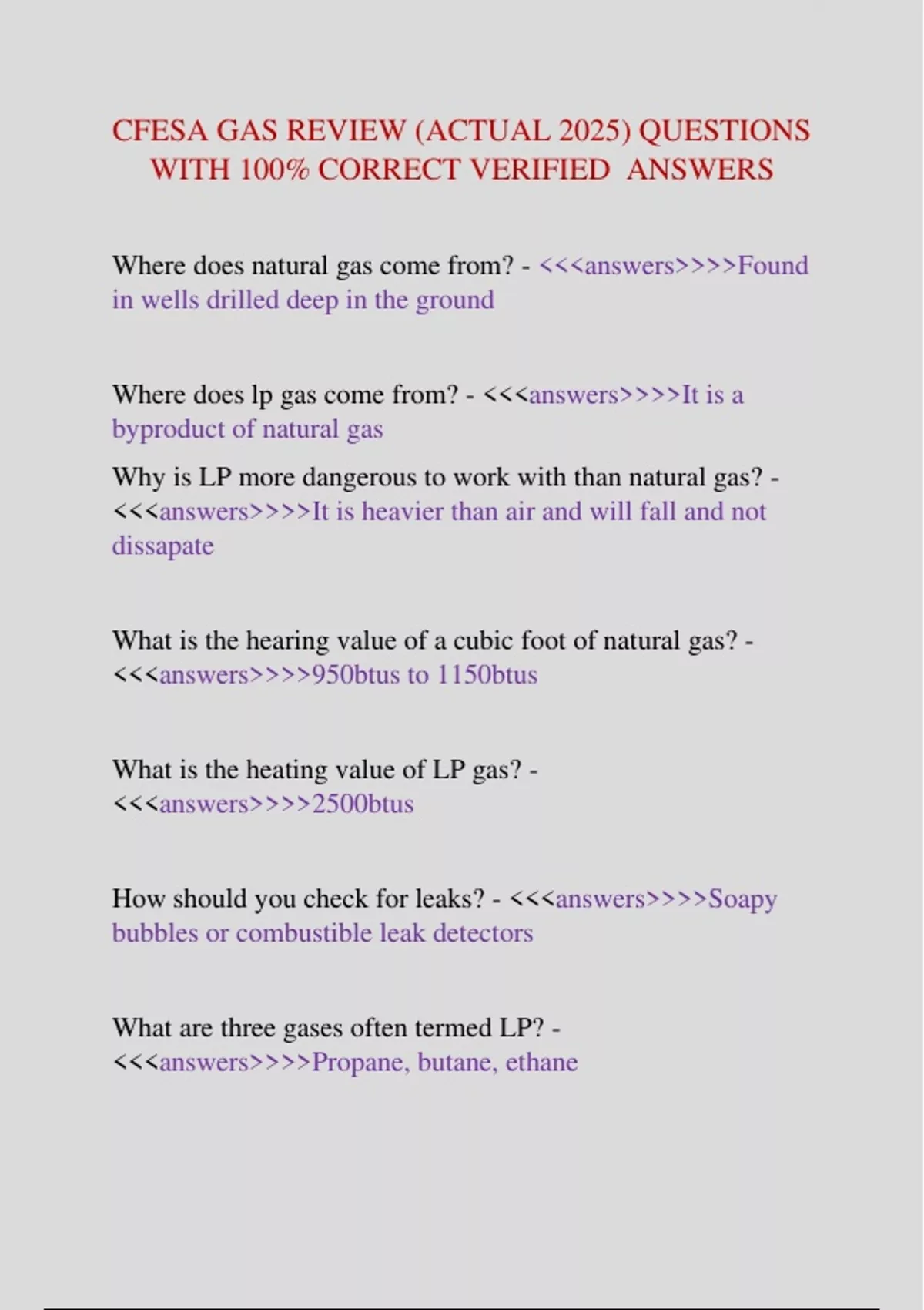 CFESA GAS REVIEW (ACTUAL 2025) QUESTIONS WITH 100% CORRECT VERIFIED ...