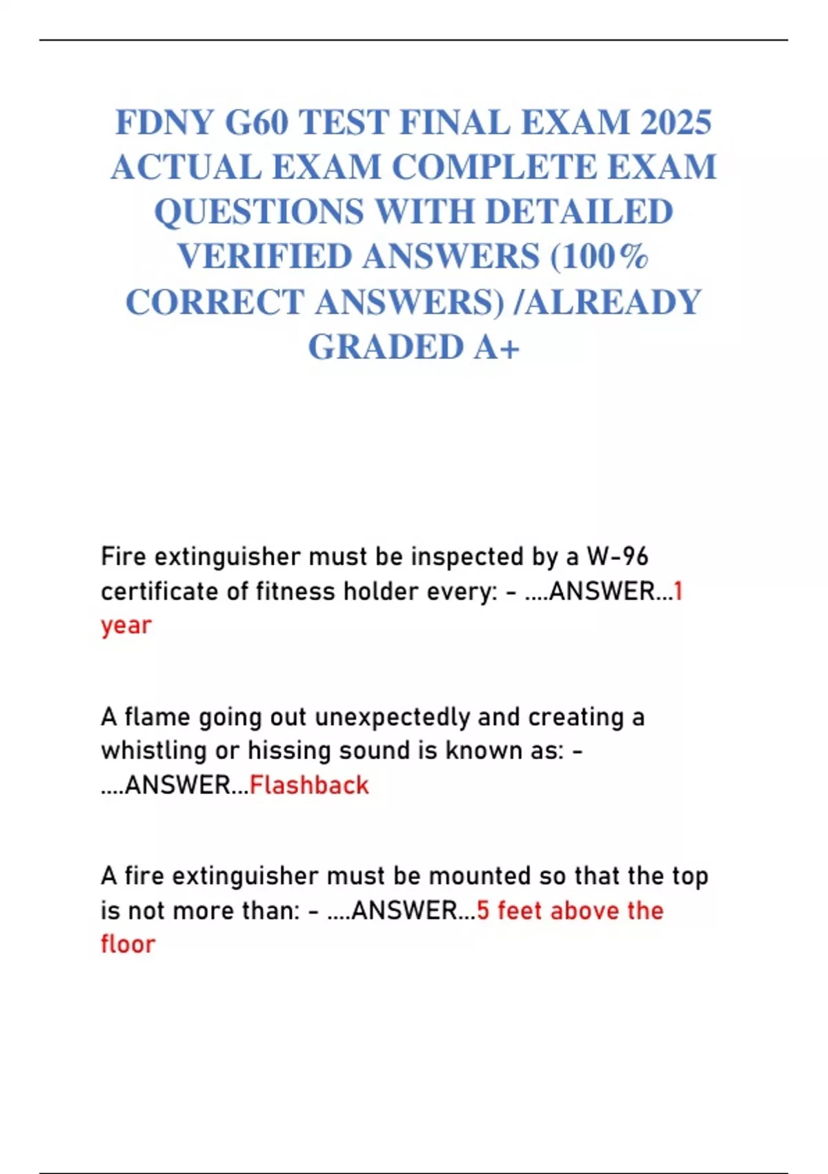 FDNY G60 TEST FINAL EXAM 2025 ACTUAL EXAM COMPLETE EXAM QUESTIONS WITH ...