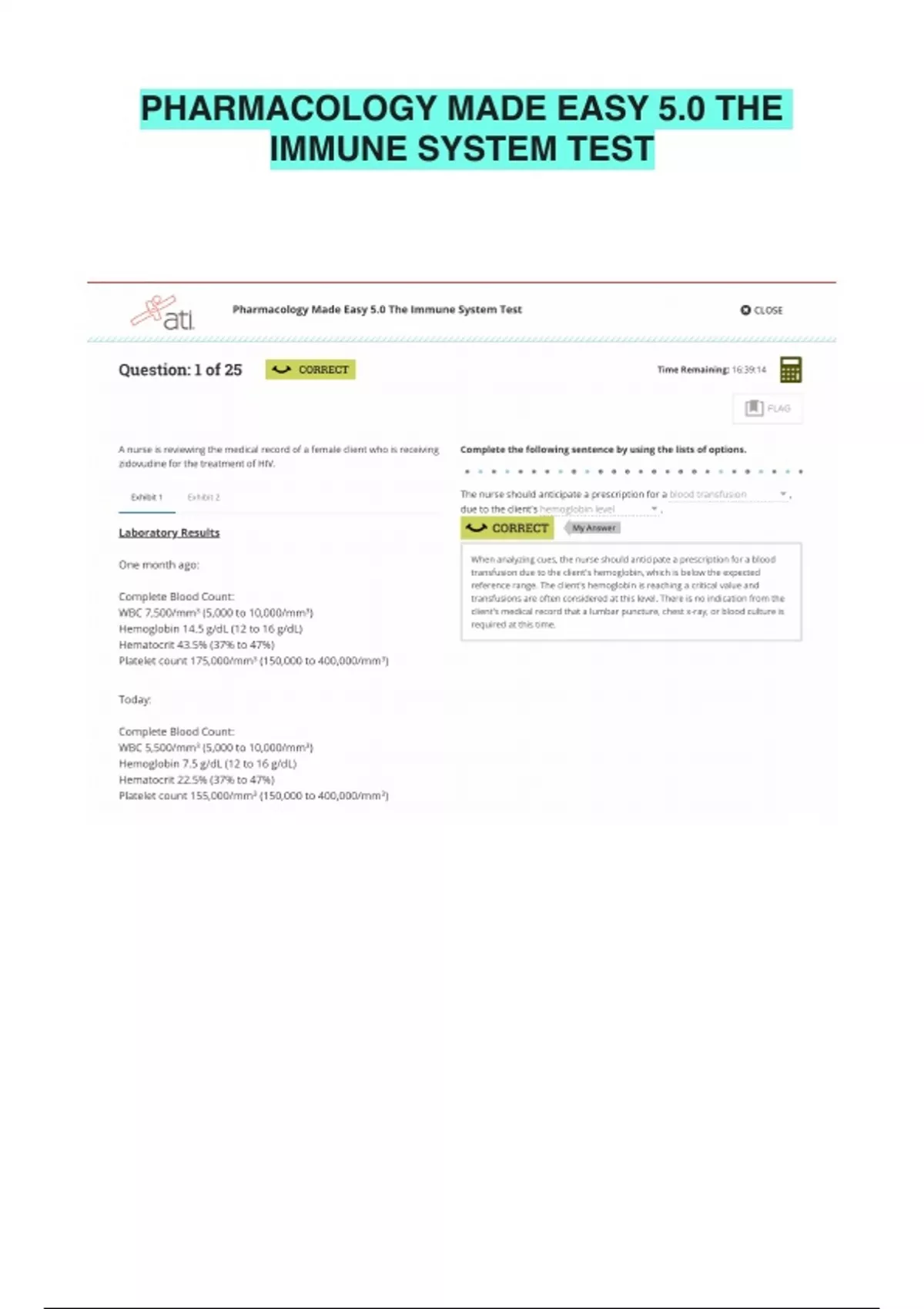 Pharmacology Made Easy 5.0 The Immune System Test - ATI Pharmacology ...