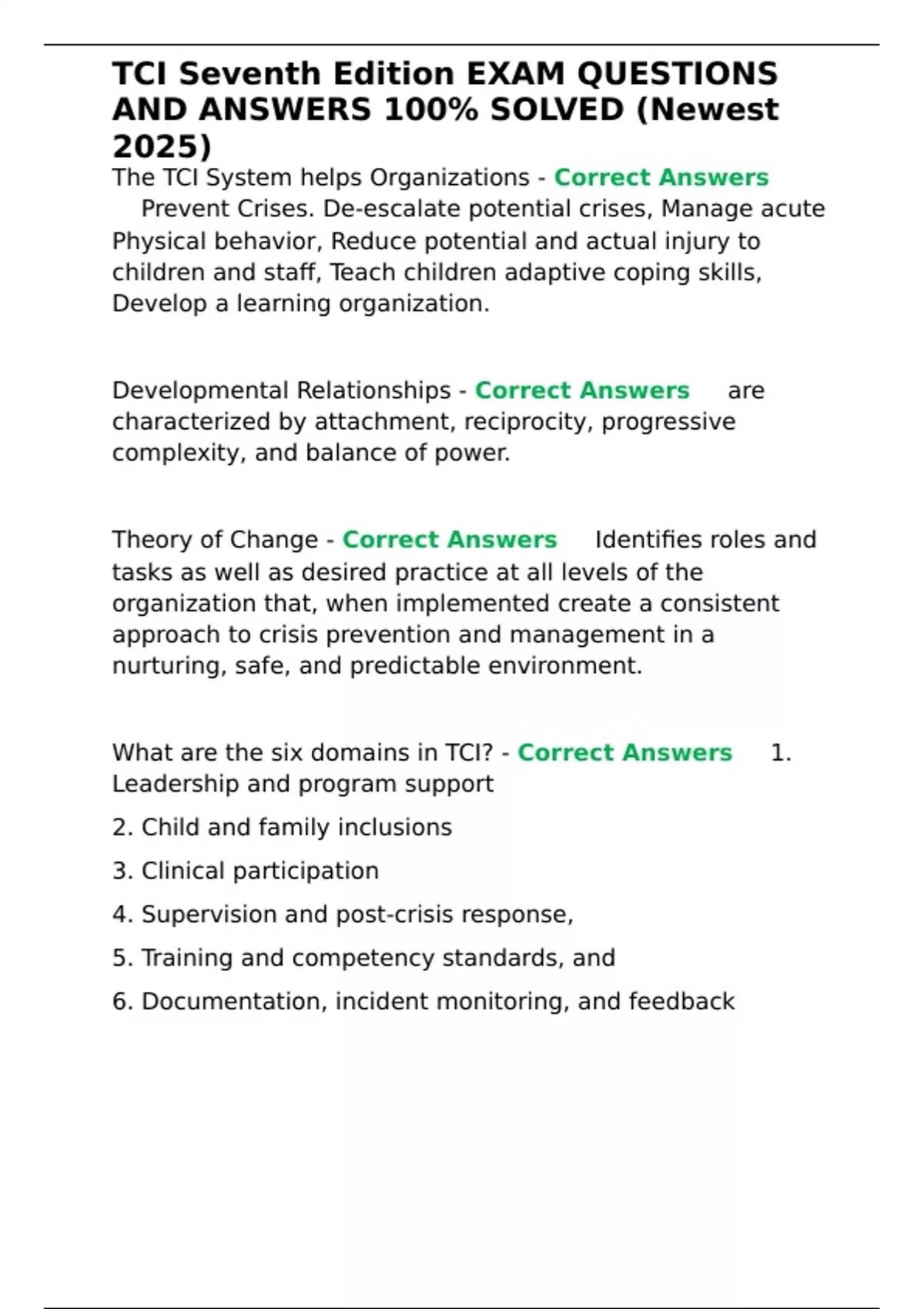 TCI Seventh Edition EXAM QUESTIONS AND ANSWERS 100- SOLVED (Newest 2025 ...