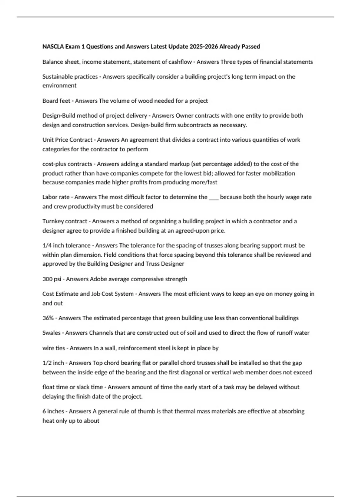 NASCLA Exam 1 Questions and Answers Latest Update Already Passed ...