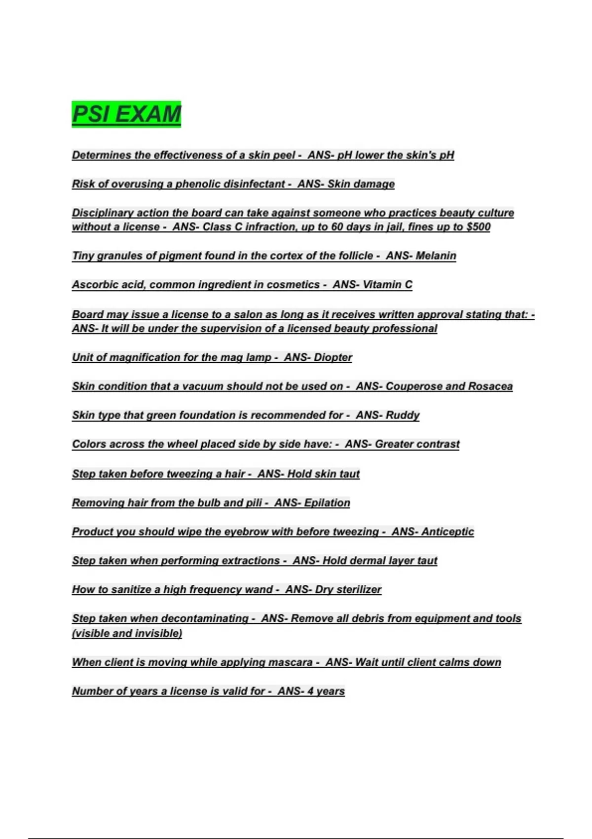 PSI EXAM QUESTIONS WITH CORRECT ANSWERS 2025/2026( A+ GRADED 100% ...