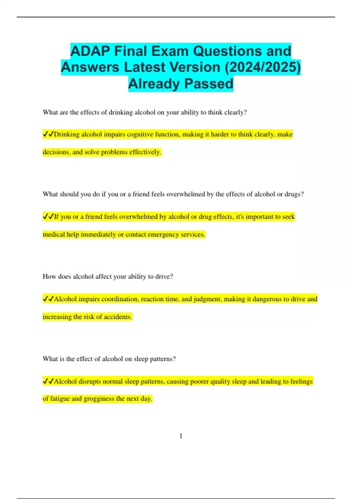 ADAP Final Exam Questions and Answers Latest Version (2024/2025 ...