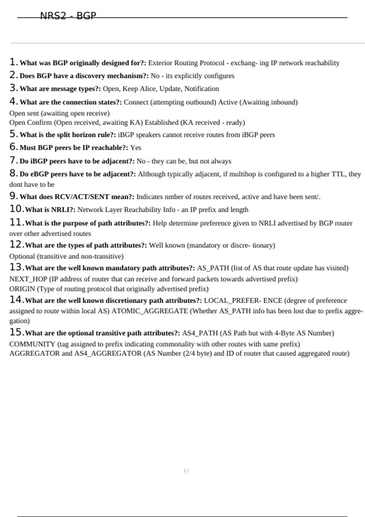NRS2 - BGP Questions and Answers - Nokia Network Routing Specialist ...