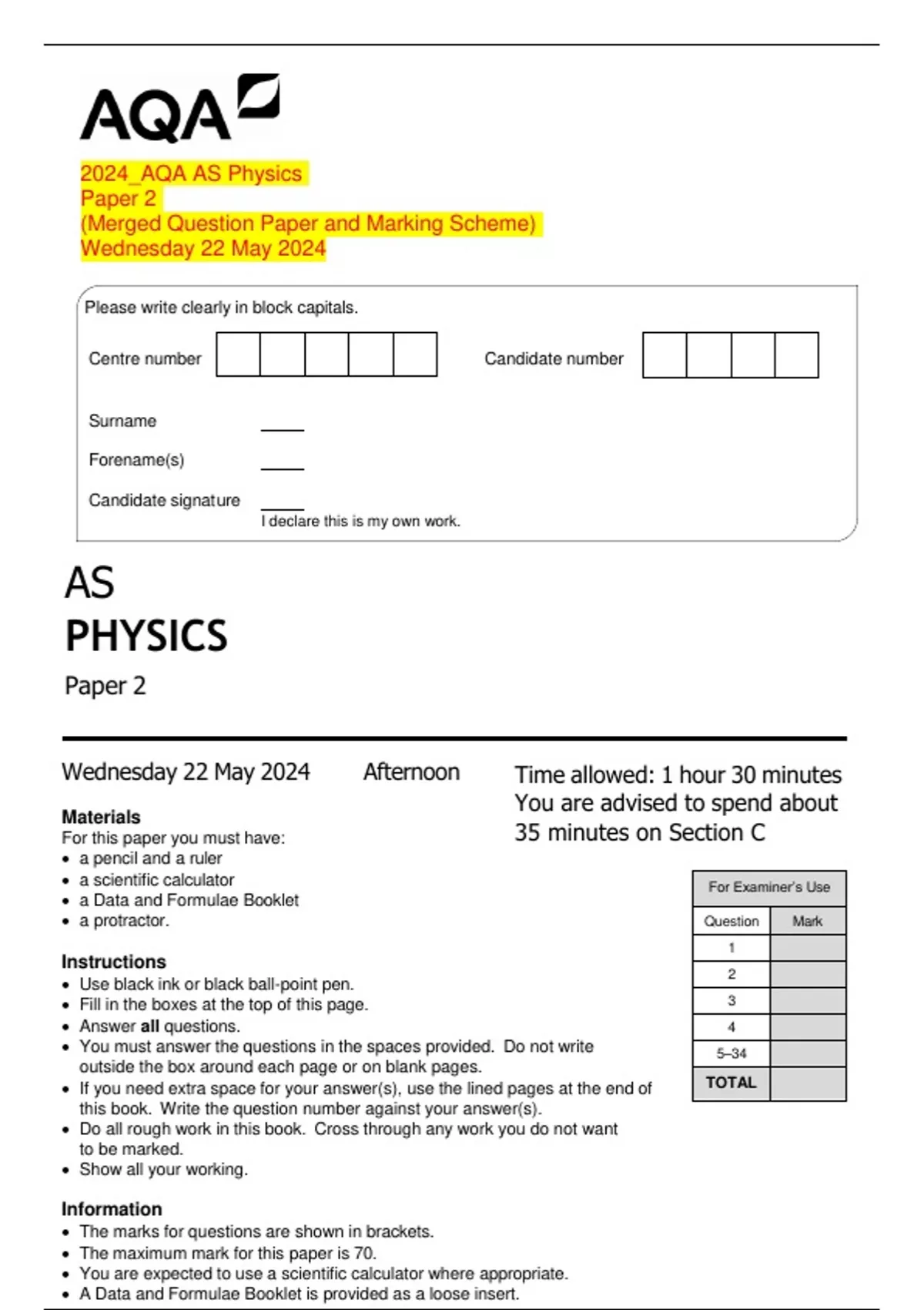 2024_AQA AS Physics Paper 2 (Merged Question Paper and Marking Scheme ...