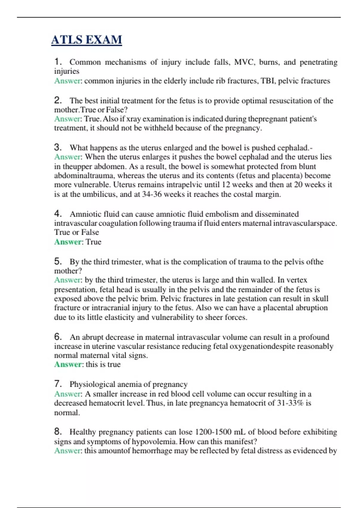 ATLS EXAM ( UPDATED 2025 ) | QUESTIONS WITH 100% VERIFIED ANSWERS AND ...
