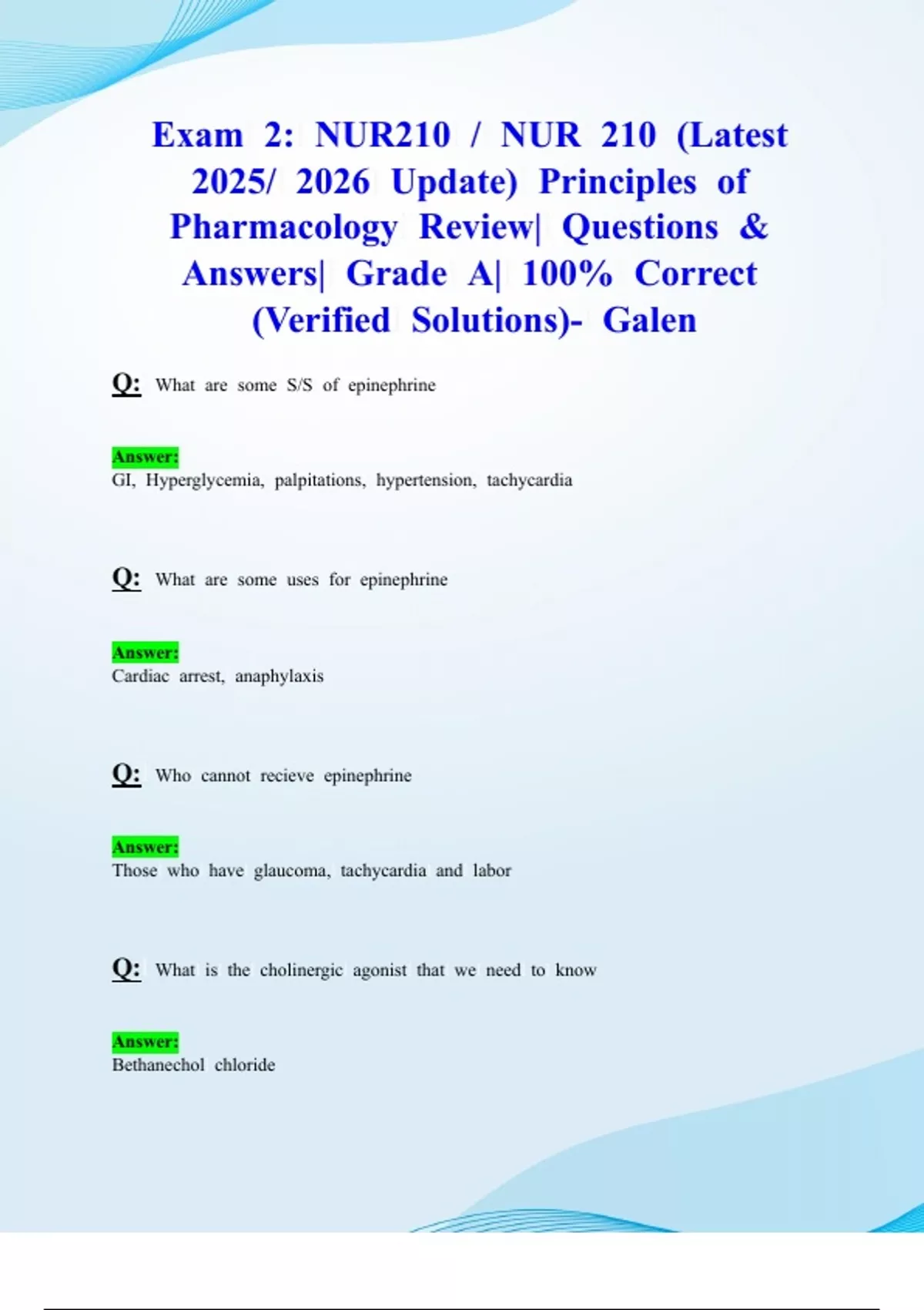 Exam 2: NUR210 / NUR 210 (Latest 2025/ 2026 Update) Principles of ...