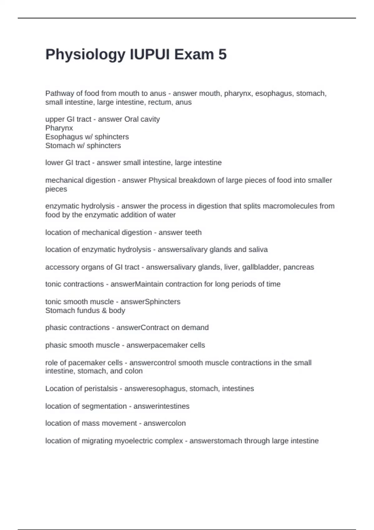 Physiology IUPUI Exam 5 Questions and Answers 100% Correct - IUPUI ...